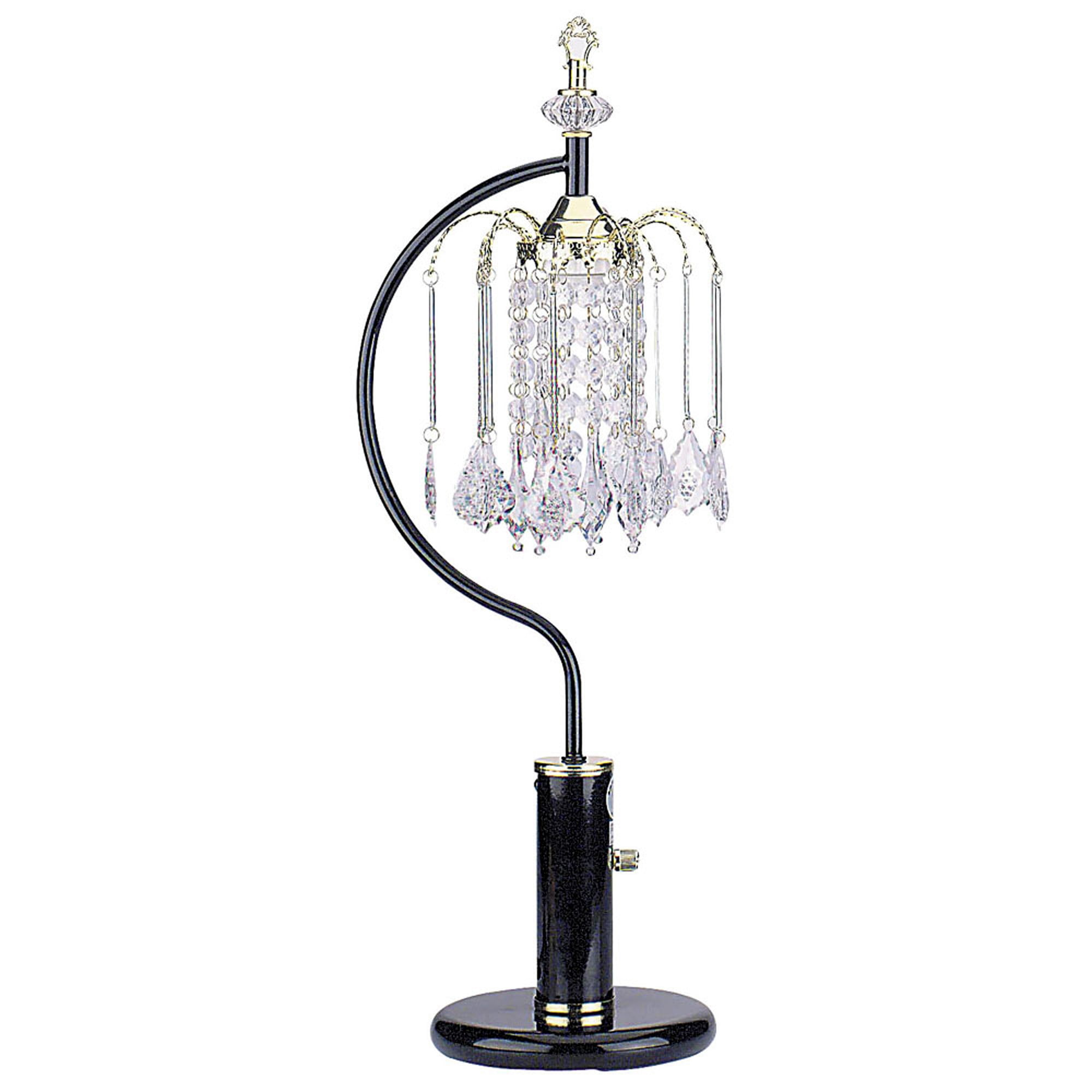 27" Black and Gold Metal Faux Crystal Chandelier Table Lamp - Walmart.com