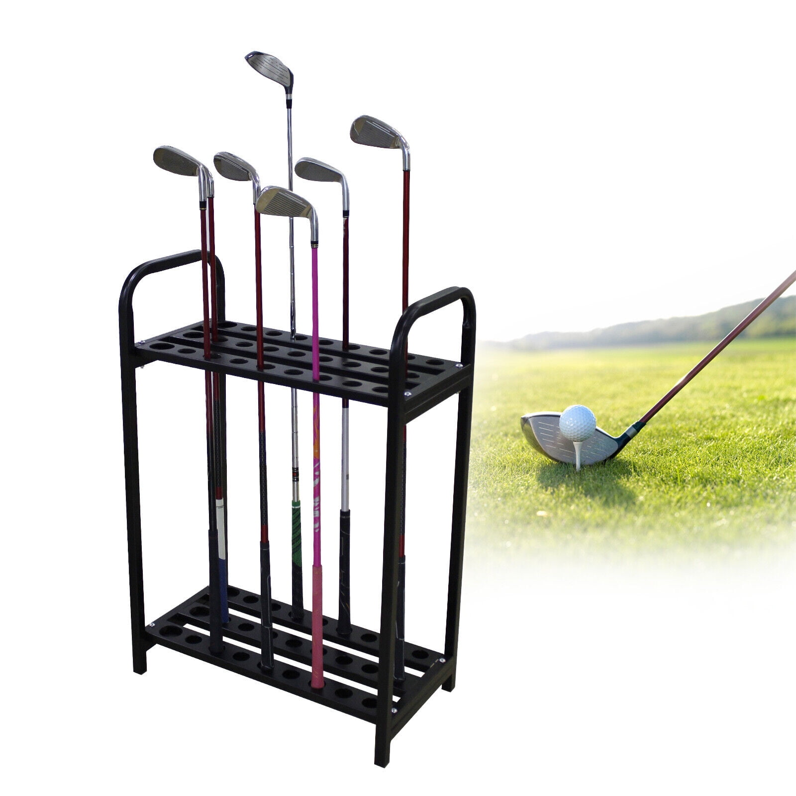 TFCFL Golf Clubs Organizer, 27-Hole Metal Rack, Golf Floor Stand Holder ...