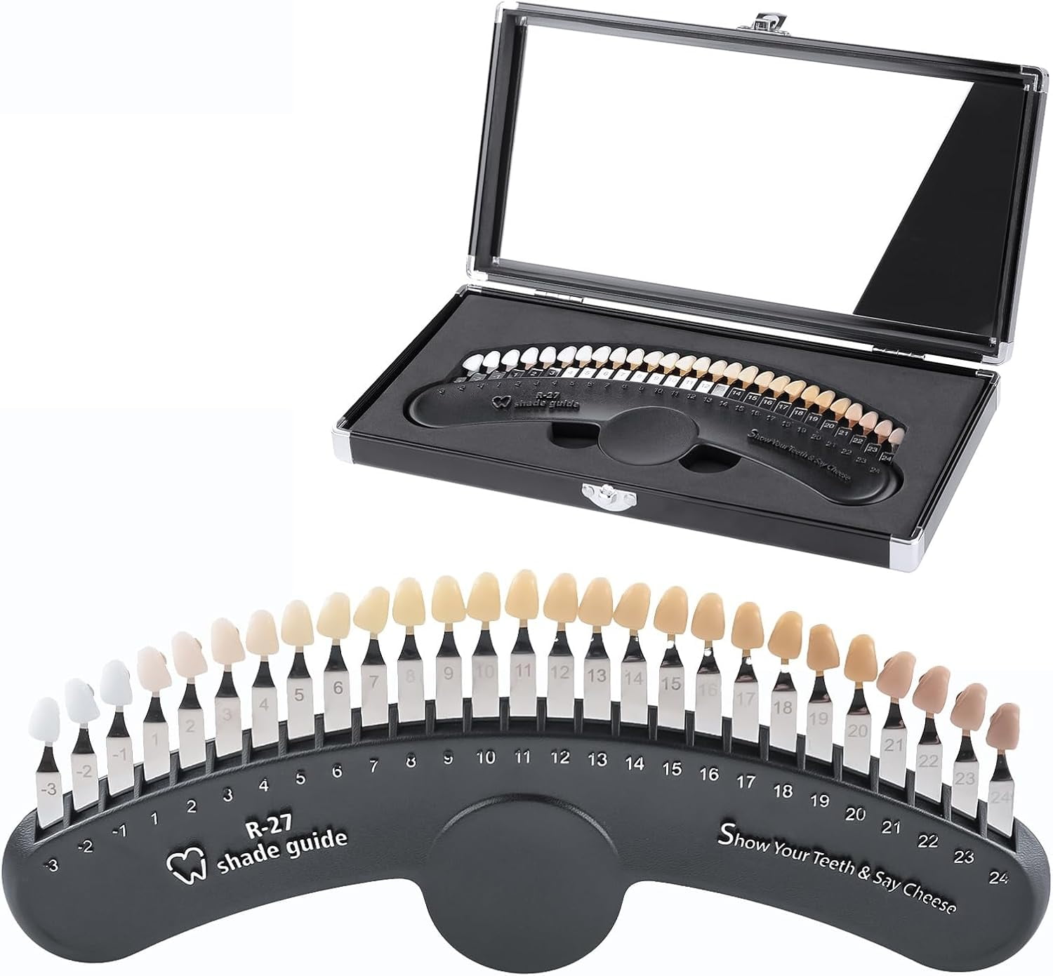 27 Colors Shade Guide with Mirror Bleaching Shade Chart Teeth Color ...