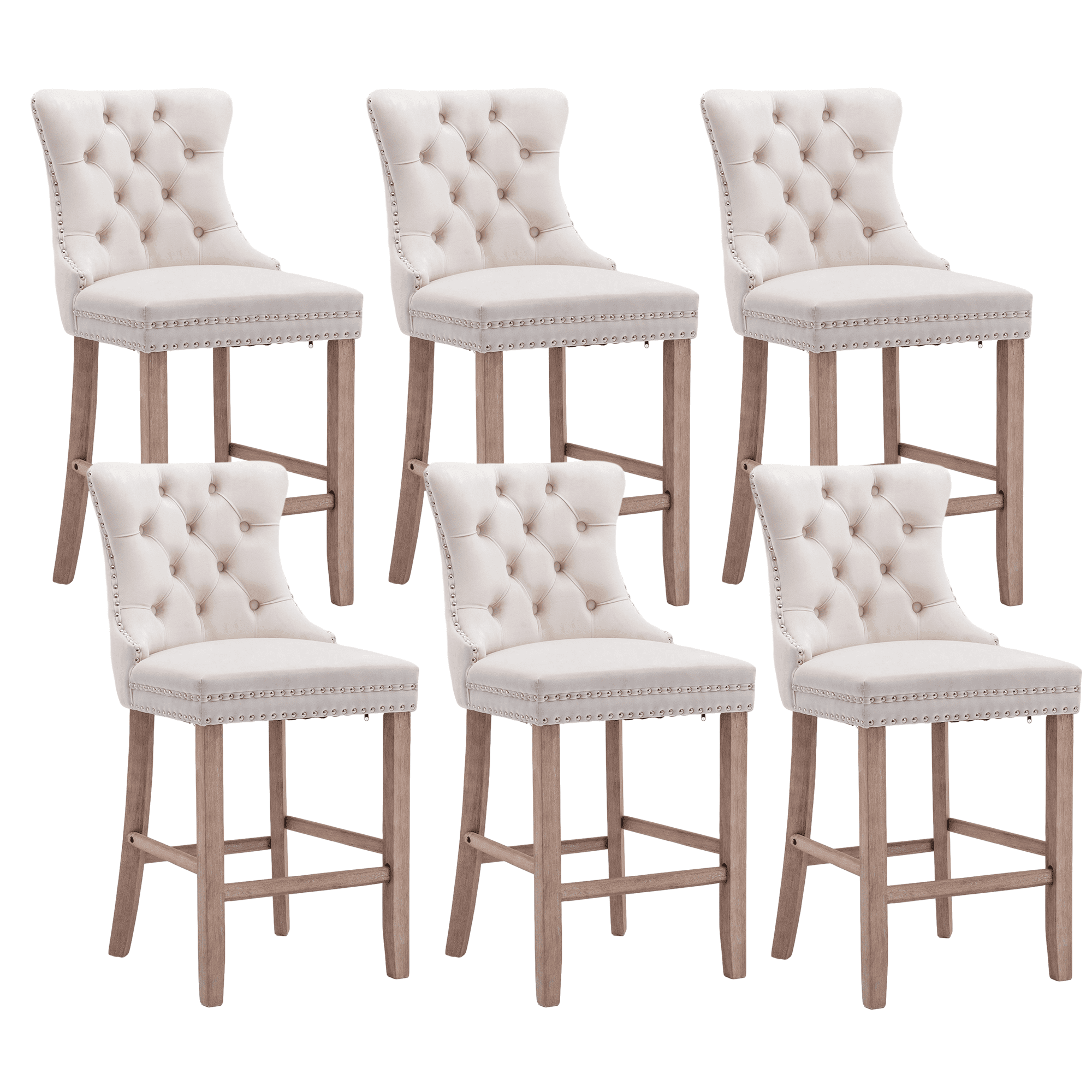 27" Contemporary Padded Bar Stools, Tufted Velvet Upholstered Barstools ...