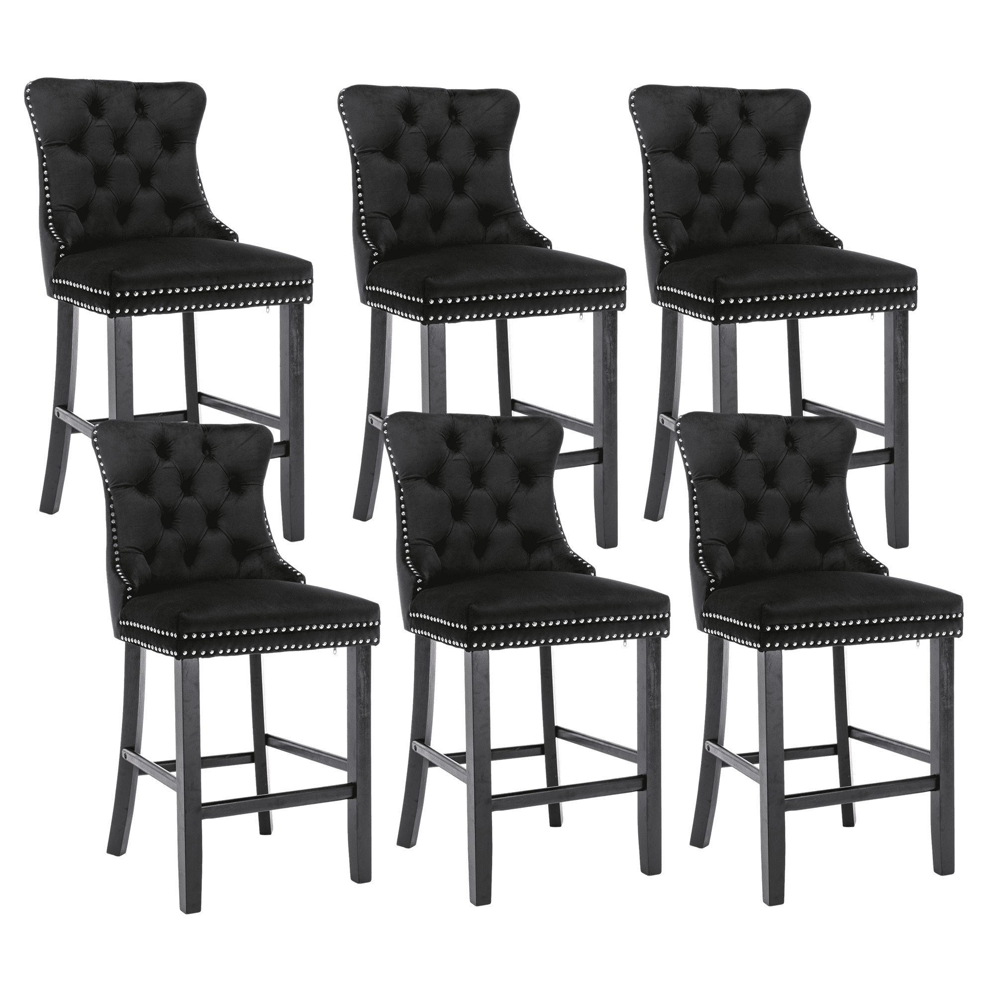 27" Contemporary Padded Bar Stools, Tufted Velvet Upholstered Barstools ...