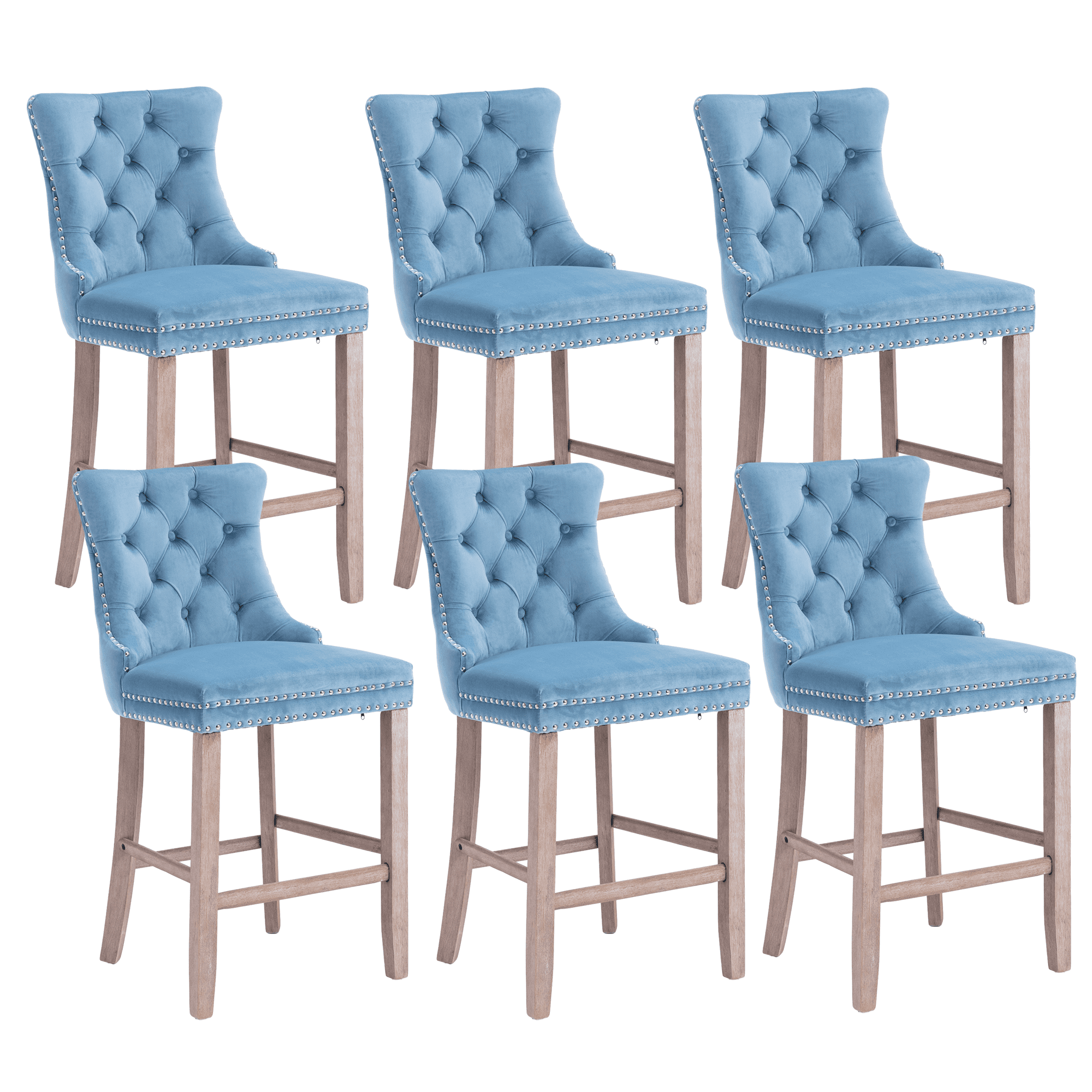 27" Contemporary Padded Bar Stools, Tufted Velvet Upholstered Barstools ...