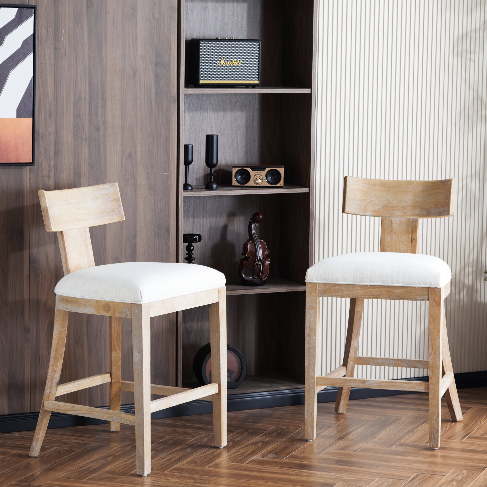 27" Counter Stools (two ). Solid Rubber Wood Construction Bar Stools ...