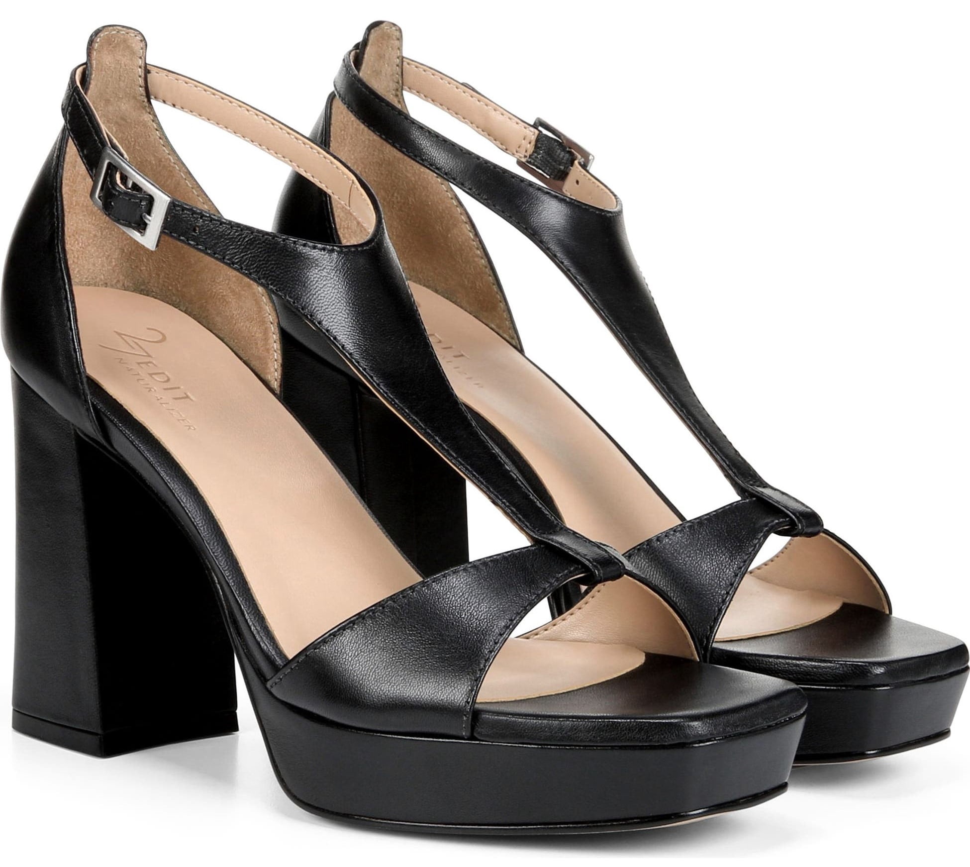 27 EDIT Naturalizer Women's Jae Heel Sandal Black Leather 10M - Walmart.com