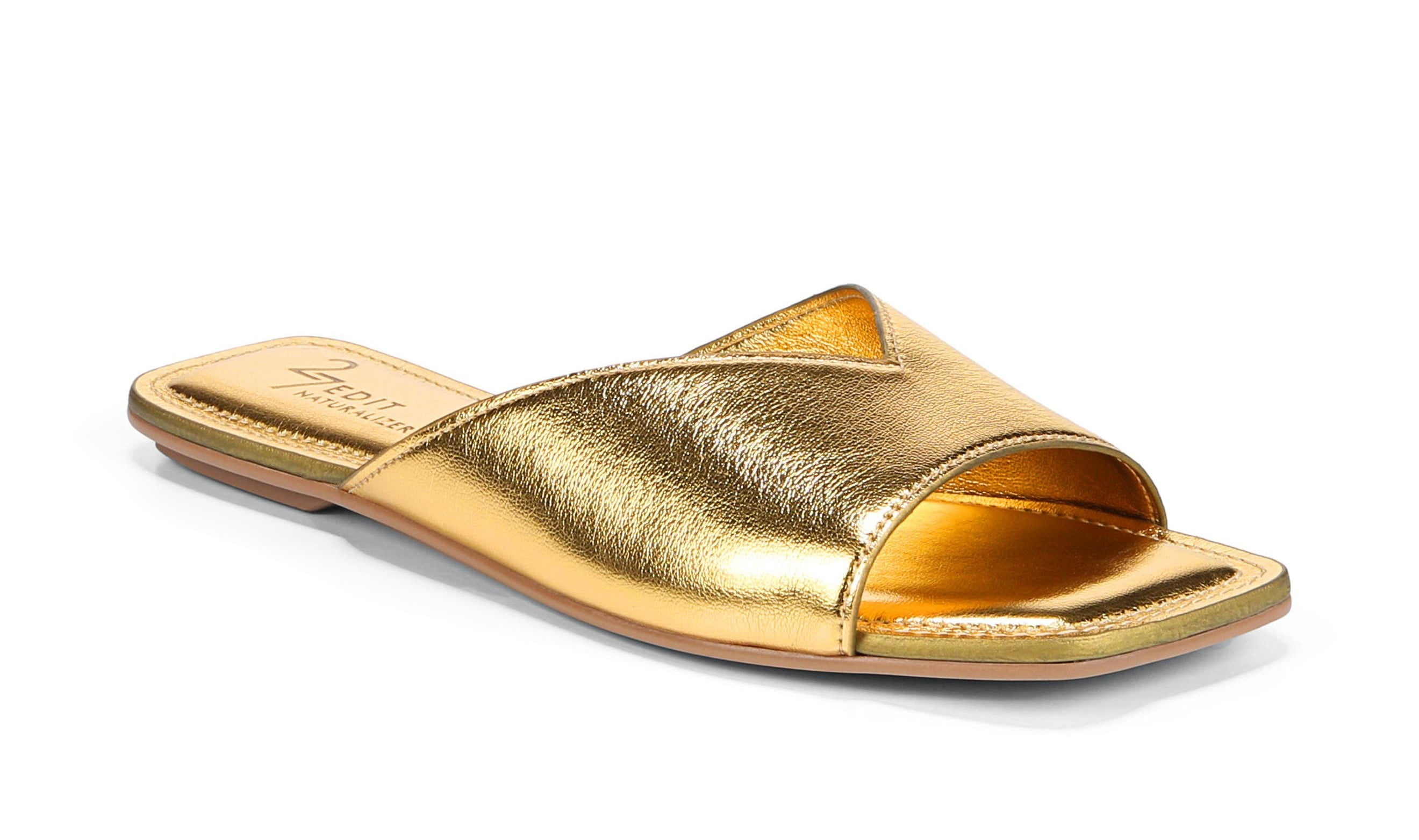 27 EDIT Naturalizer Womens Zelda Slip On Slide Sandals Deep Gold 6M ...