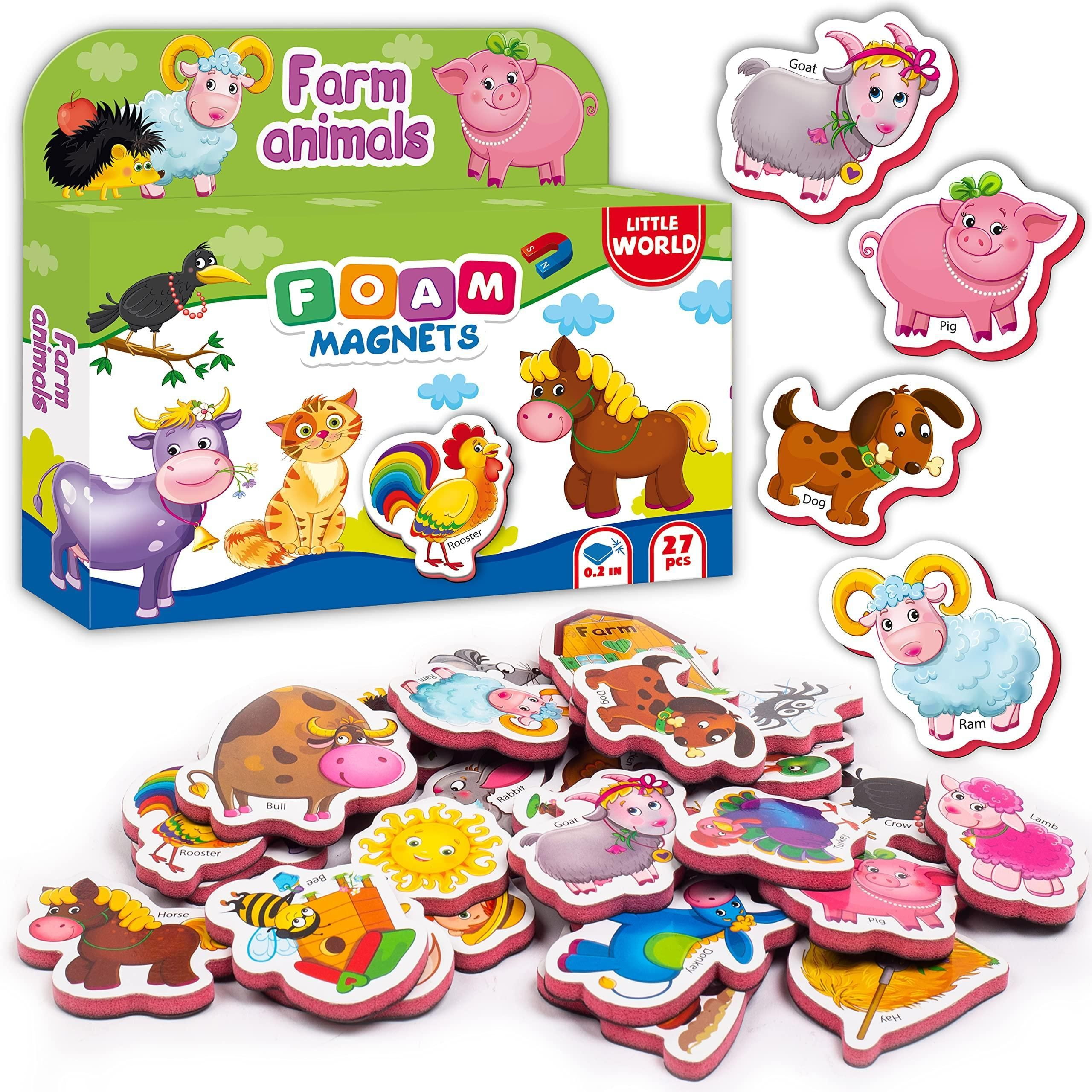 27 Foam Fridge Magnets for Toddlers 3 years Farm Animals Magnets for ...