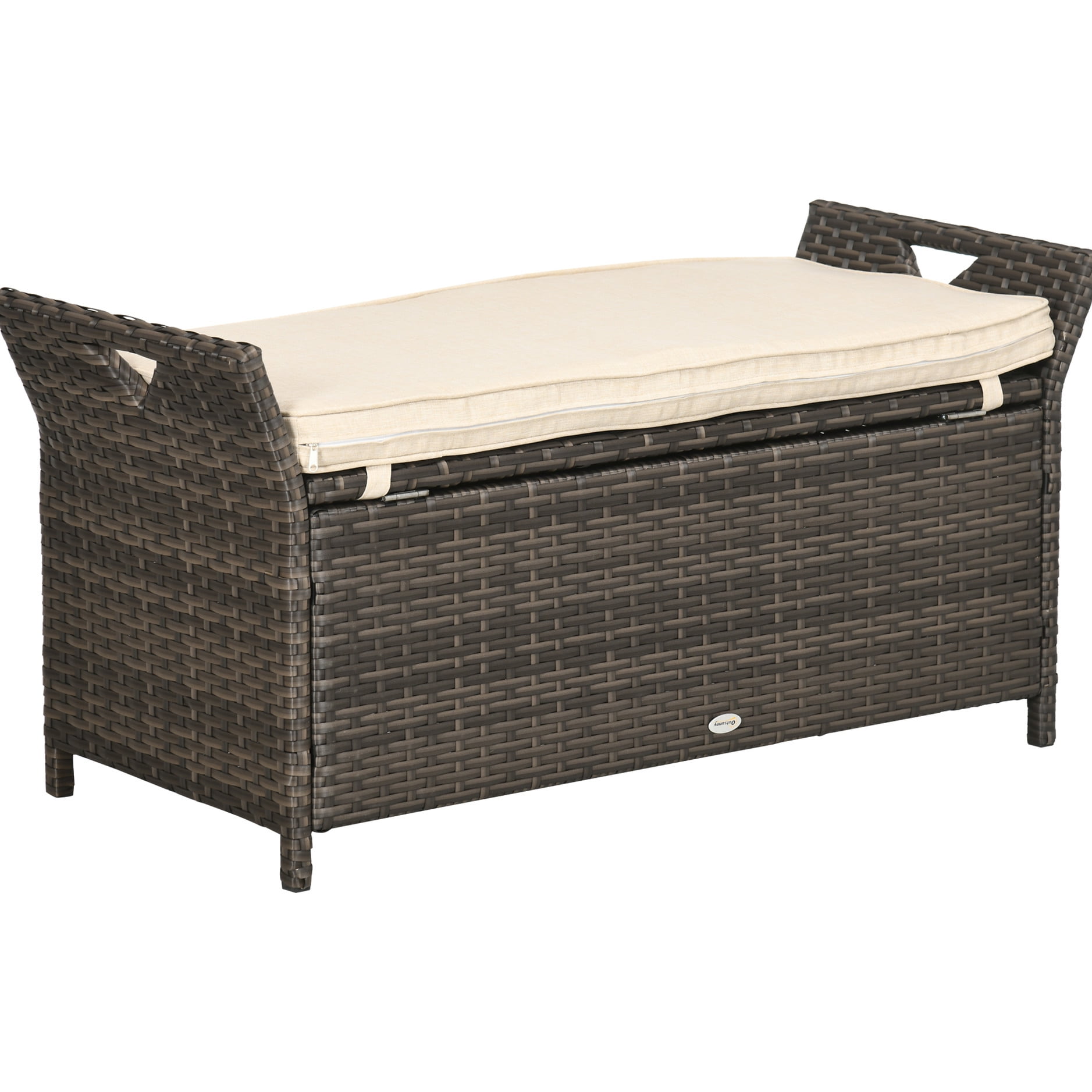 27 Gallon Box, Outdoor Pe Storage With Cushion, Cream White, Handles ...