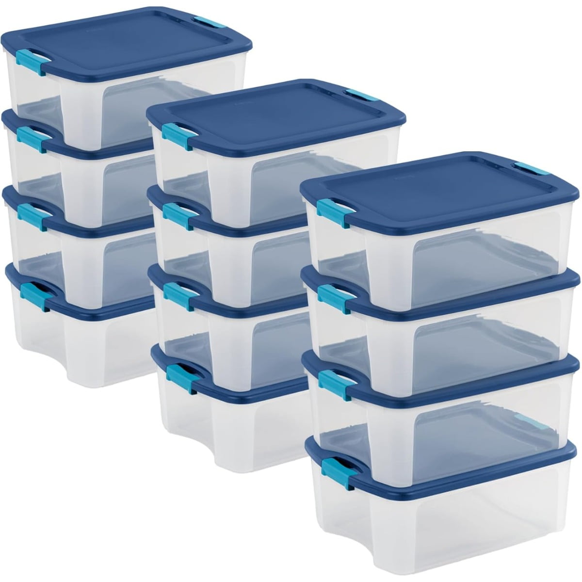 27 Gallon Clear Plastic Storage Bins 4 Pack Lids Full Grip Handles and ...