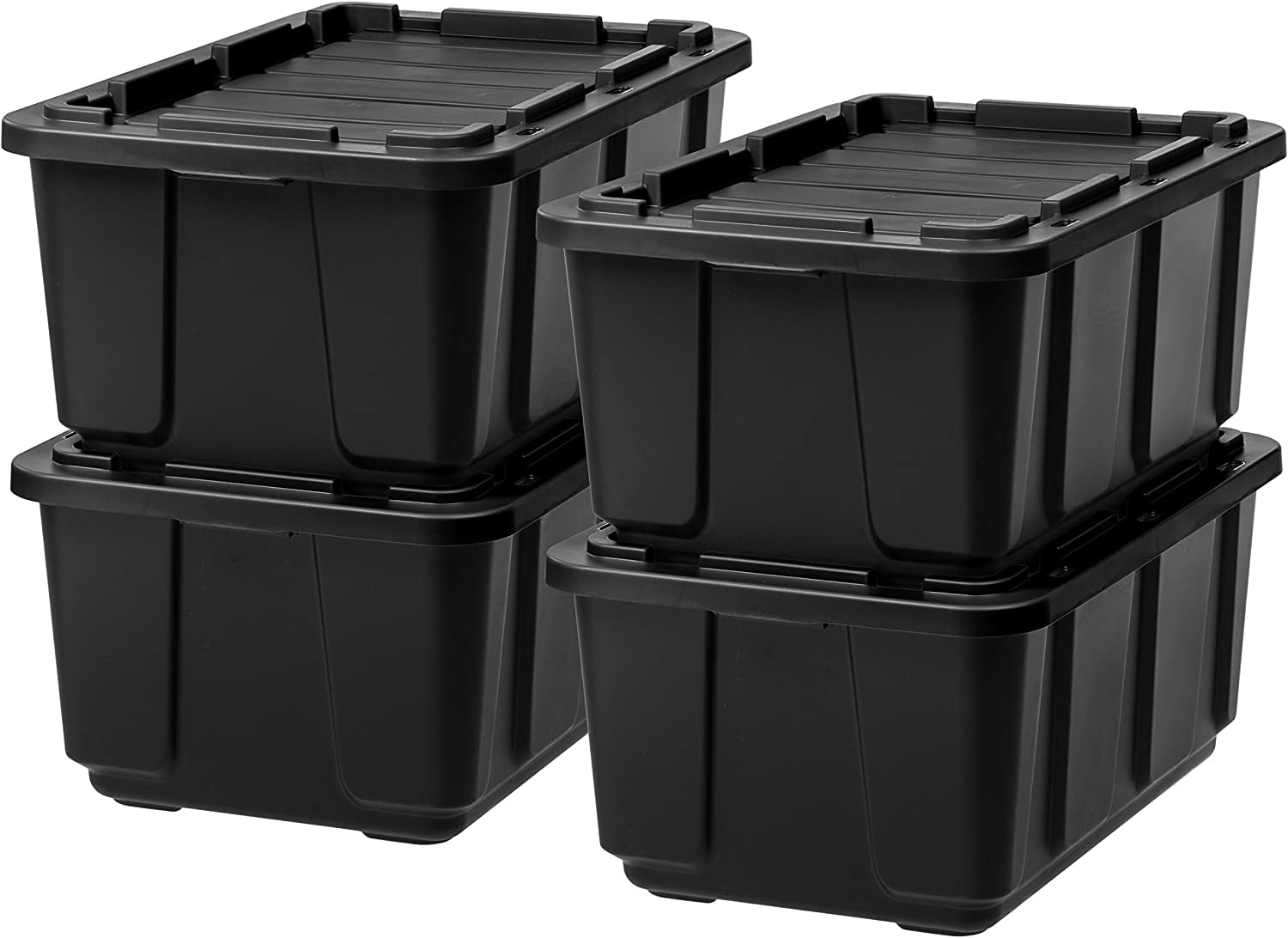 27 Gallon Heavy Duty Truck Bed Toolbox Storage Tote Bins with Lids, 4 ...