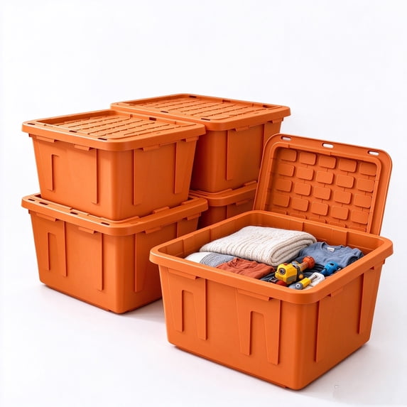 27 Gallon Large Plastic Storage Bin with Lid, 4 Pack Heavy Duty ...