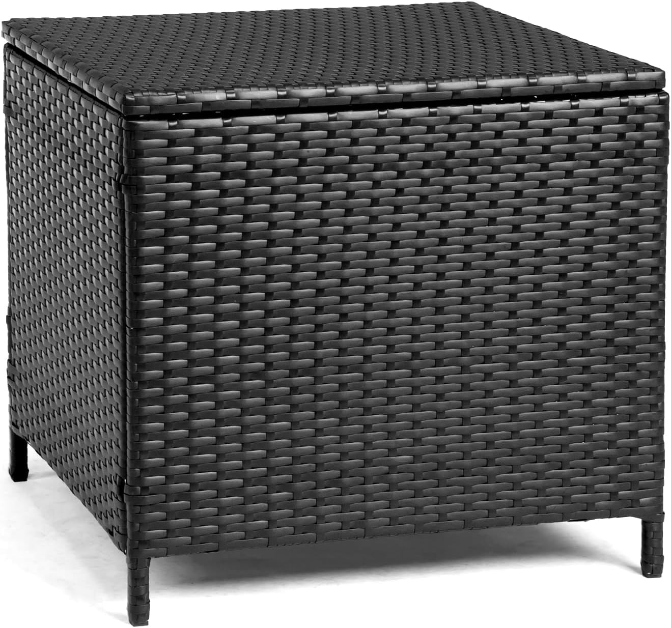 27 Gallon Outdoor Deck Box, Wicker Outdoor Storage Box with Lid, Small ...