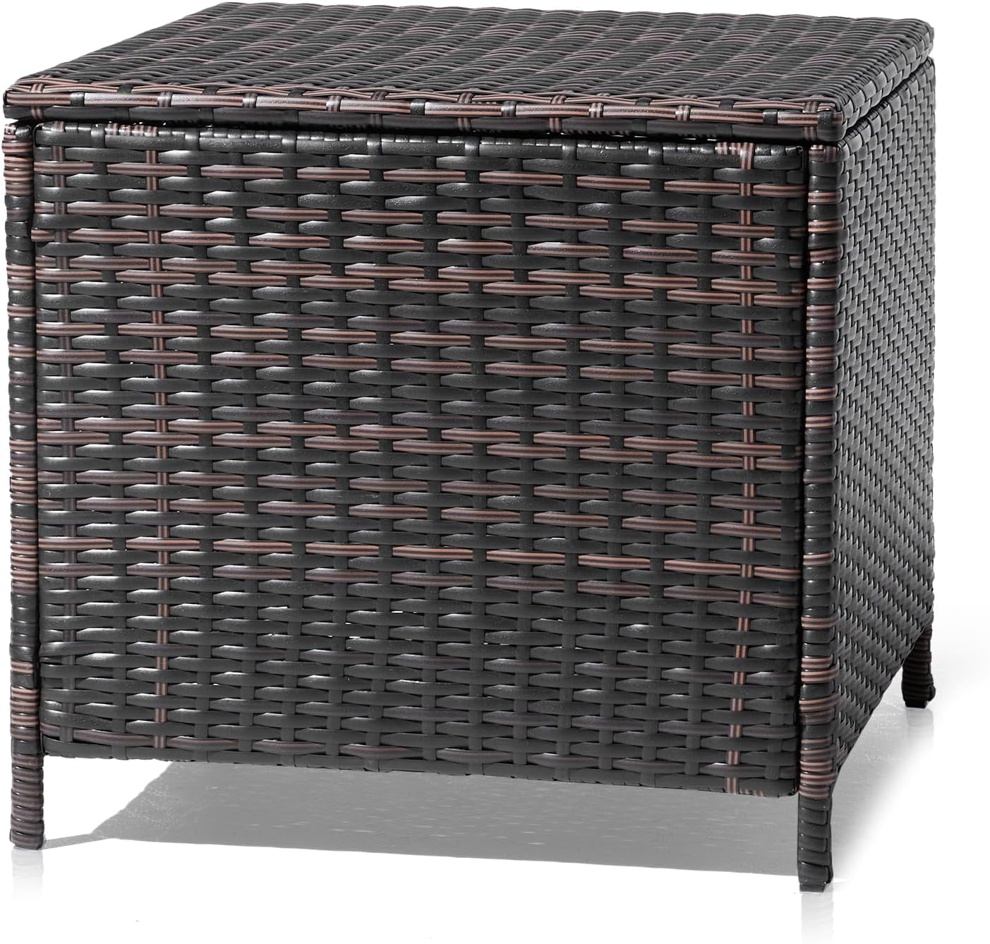 27 Gallon Outdoor Deck Box, Wicker Outdoor Storage Box with Lid, Small ...