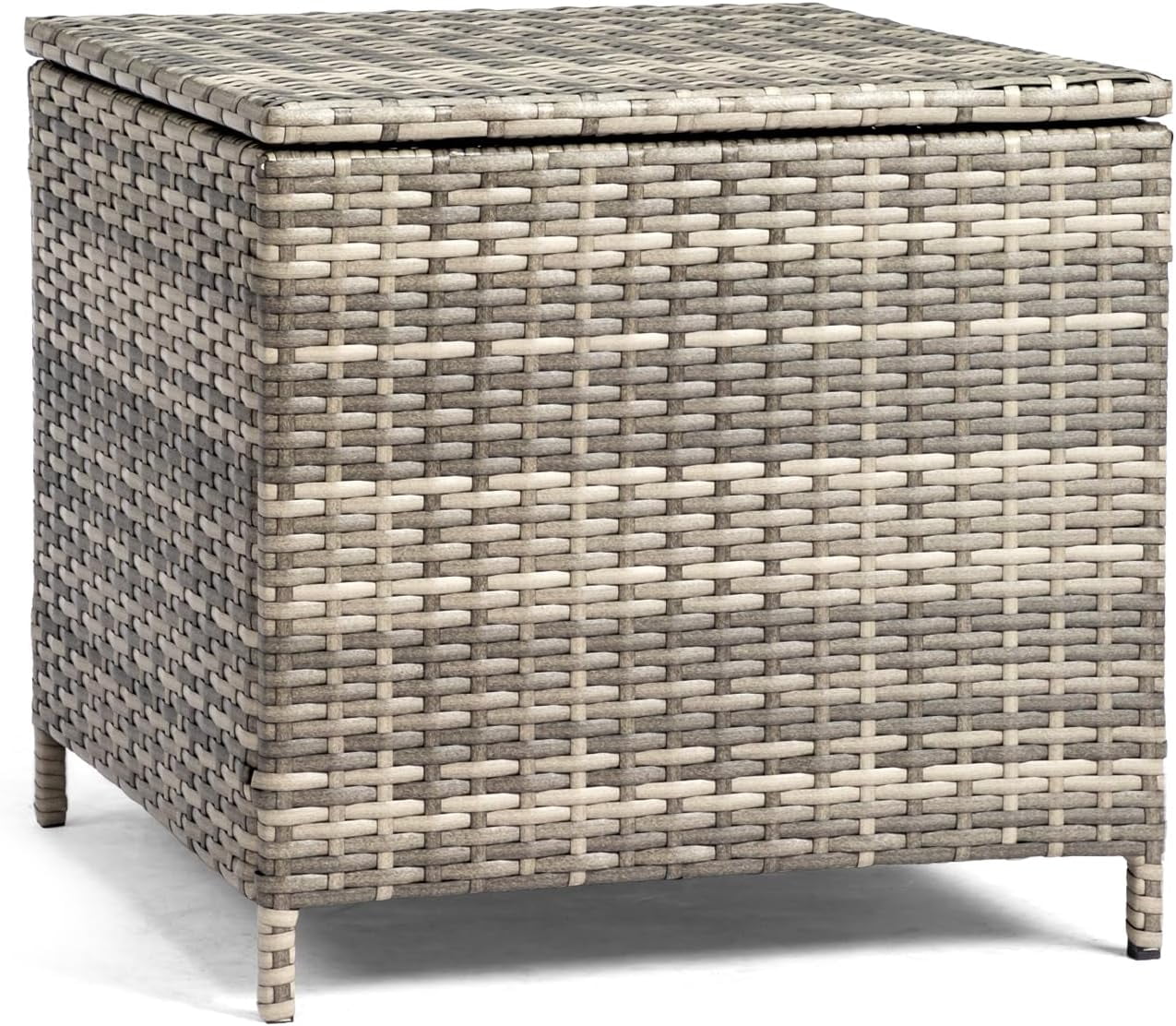 27 Gallon Outdoor Deck Box, Wicker Outdoor Storage Box with Lid, Small ...