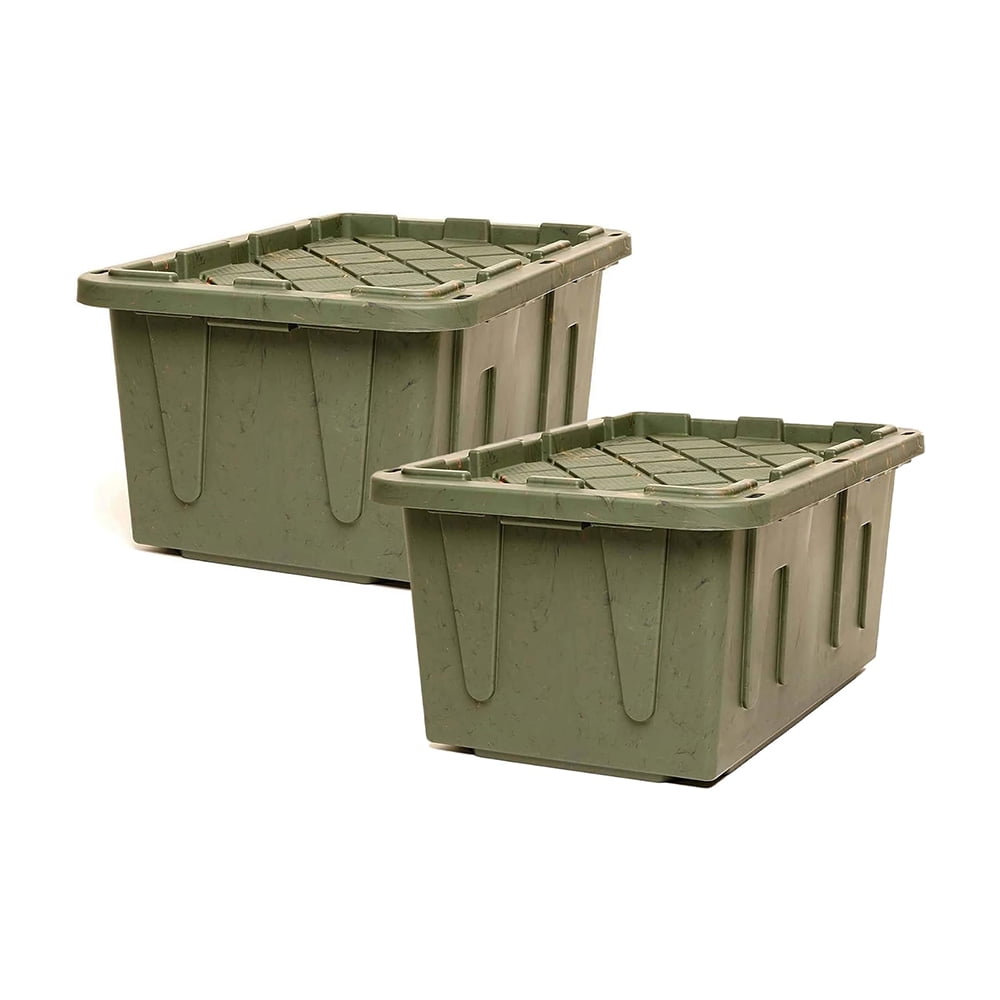 27-Gallon Storage Tote with Flip Lid, Heavy Duty Storage Bin with Snap ...