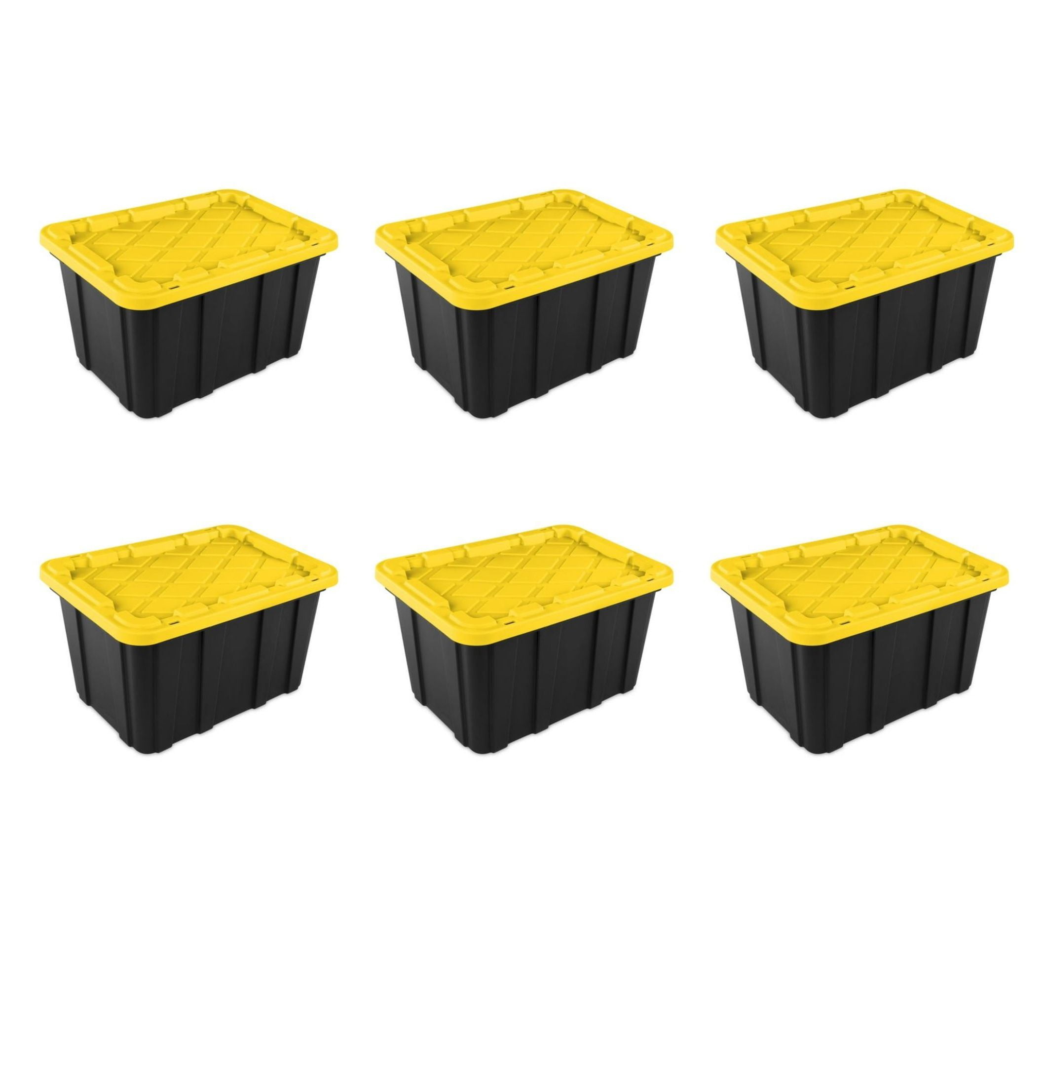 27 Gallon Storage Totes 6 Pack - Industrial Strength Tote Bin with Lid ...