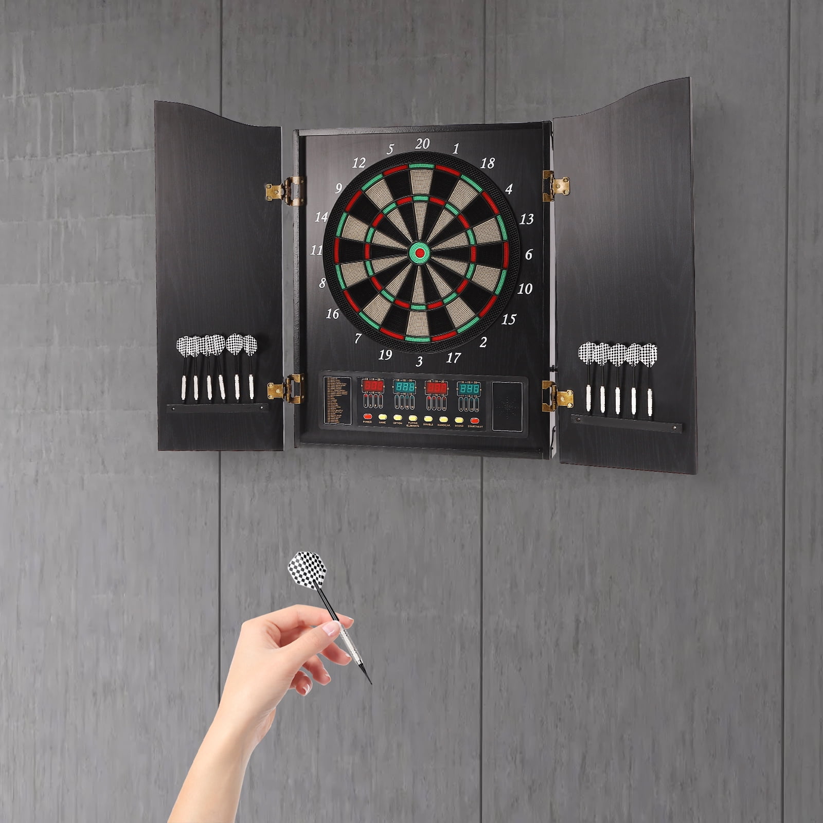 27-Game Electronic Dartboard with 4 LED Displays, Wall-Mounted, Up to ...
