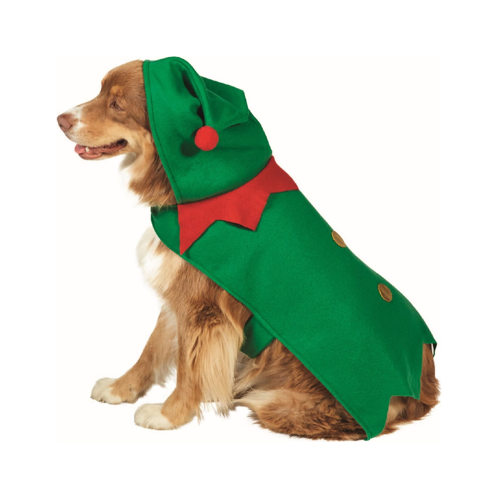 27" Green and Red Christmas Elf Dog Costume - Size S - Walmart.com