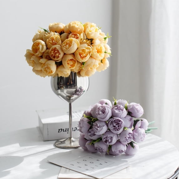 27 Heads Artificial Silk Mini Roses, DIY Bouquet Bulk Wedding Filler ...
