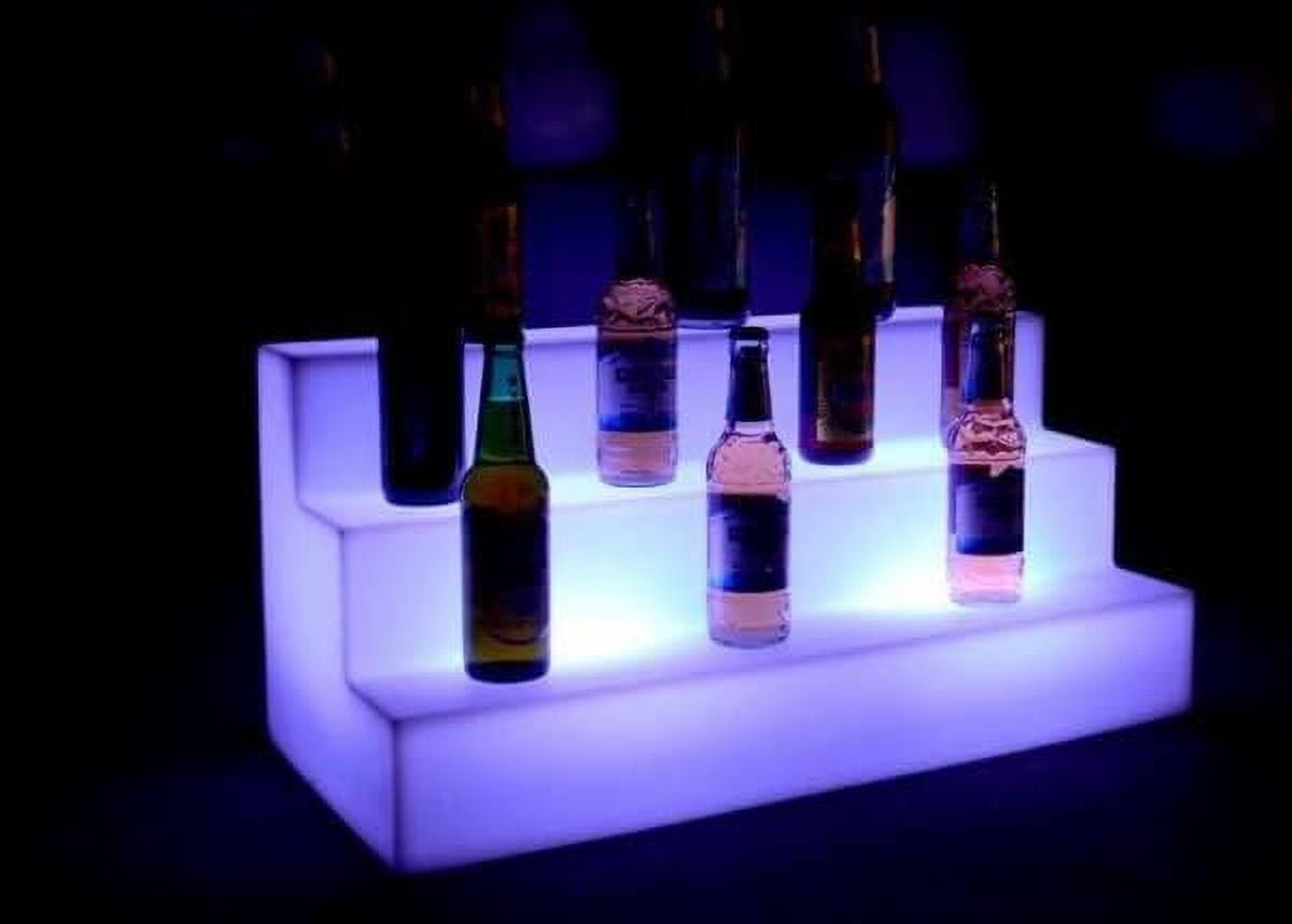 27 Inch 3 Step LED Lighted Back Bar Liquor Bottle Shelf Glowing Display ...