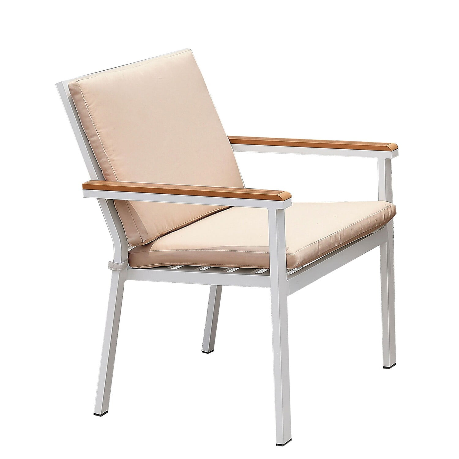 Aluminum Frame Arm Chair with Removable Seating, Set of 2, White and ...