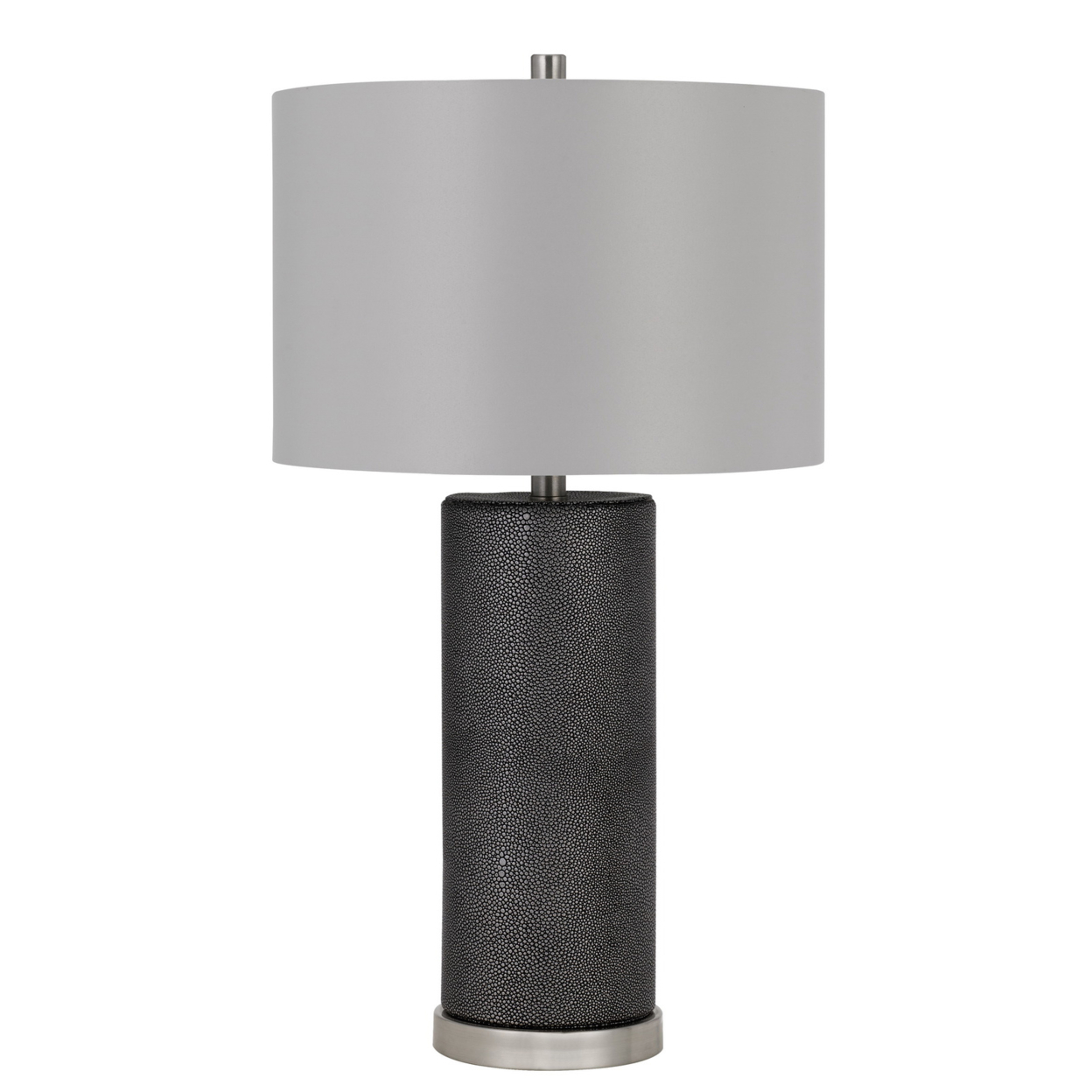 27 Inch Ceramic Table Lamp, Faux Leather Wrapped, Dimmer, Gray- Saltoro ...