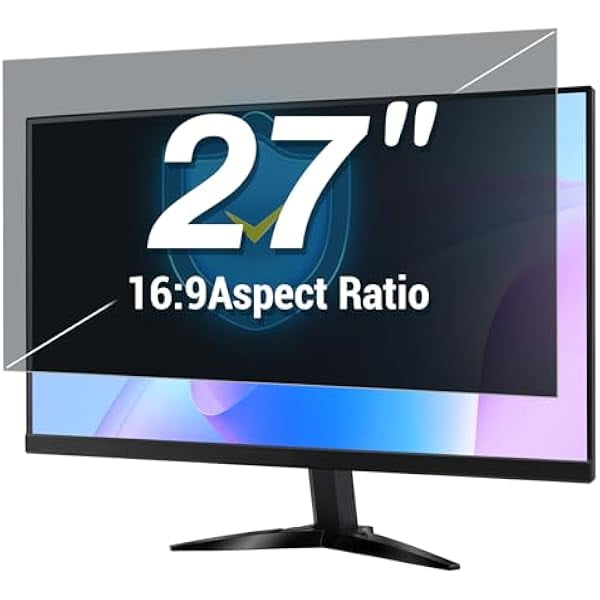 27 Inch Computer Privacy Screen Filter for 16:9 Aspect Ratio Widescreen ...