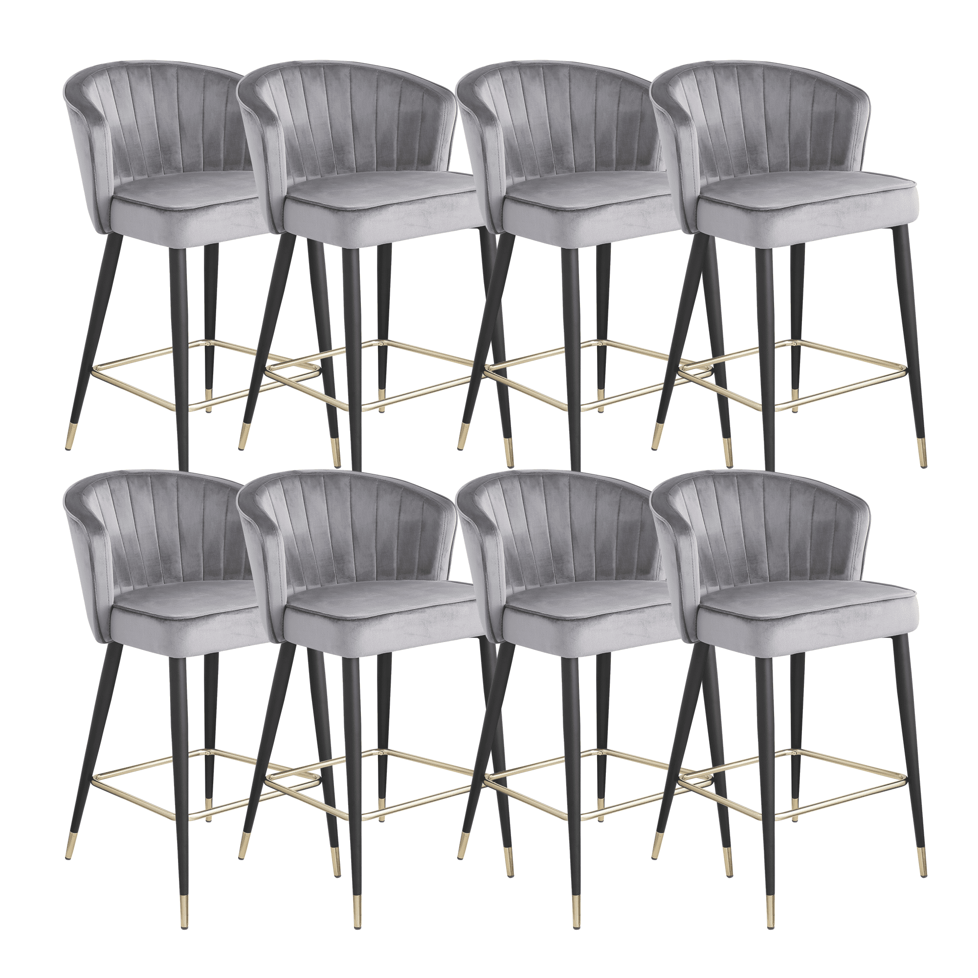 27 Inch Counter Height Tufted Upholstered Dining Chair with Black Metal ...