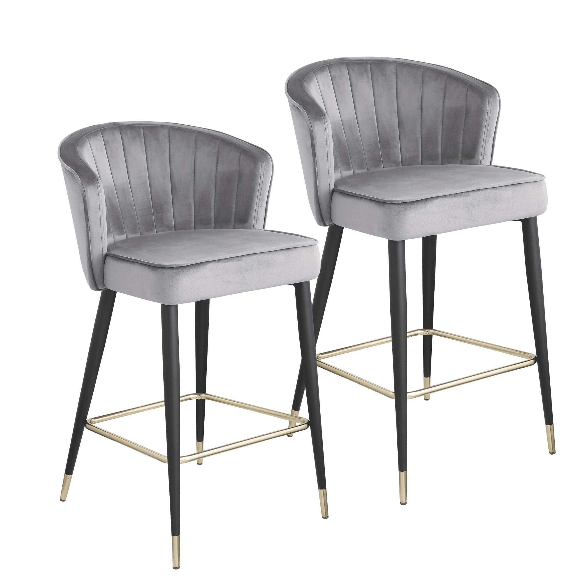 27 Inch Counter Height Tufted Upholstered Dining Chair with Black Metal ...