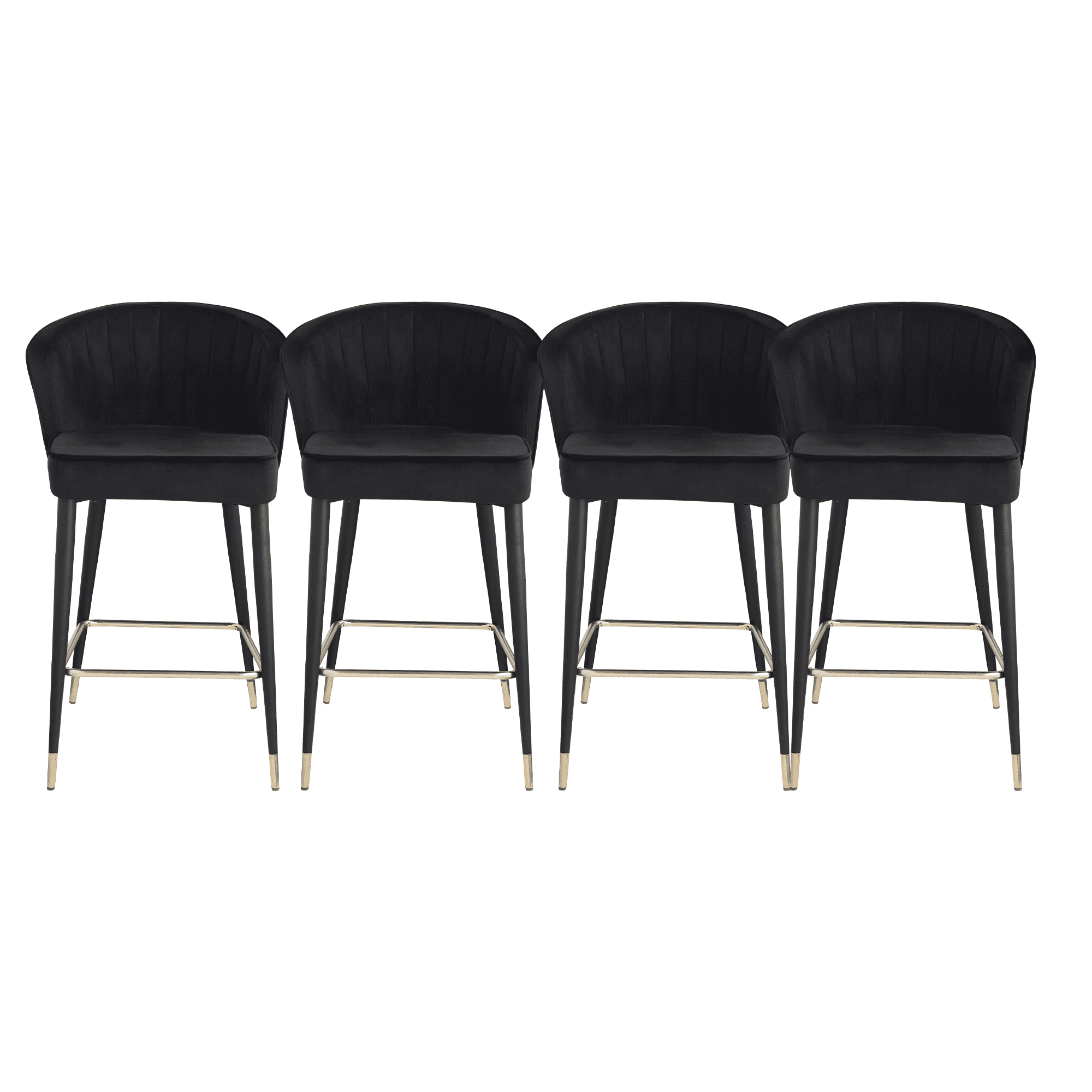 27 Inch Counter Height Tufted Upholstered Dining Chair with Black Metal ...