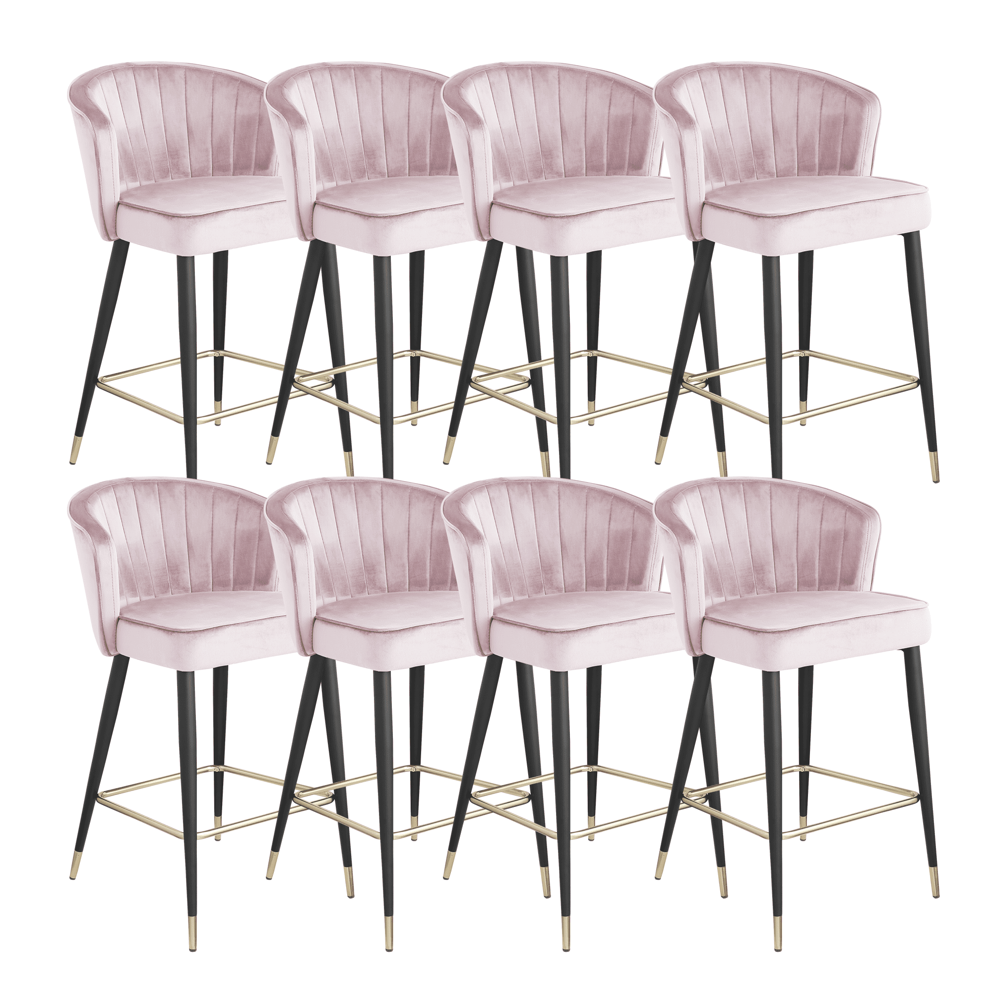 27 Inch Counter Height Tufted Upholstered Dining Chair with Black Metal ...