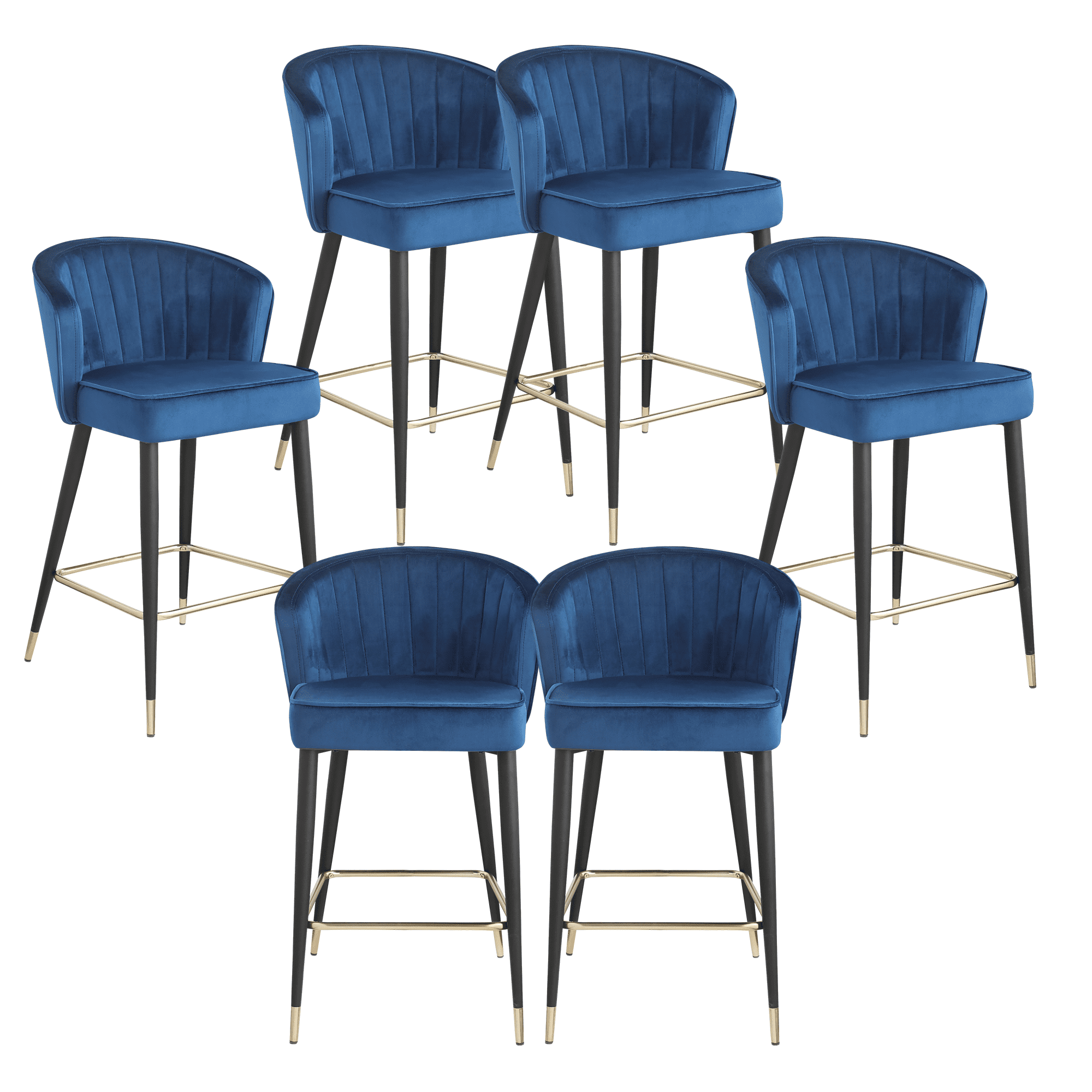 27 Inch Counter Height Tufted Upholstered Dining Chair with Black Metal ...