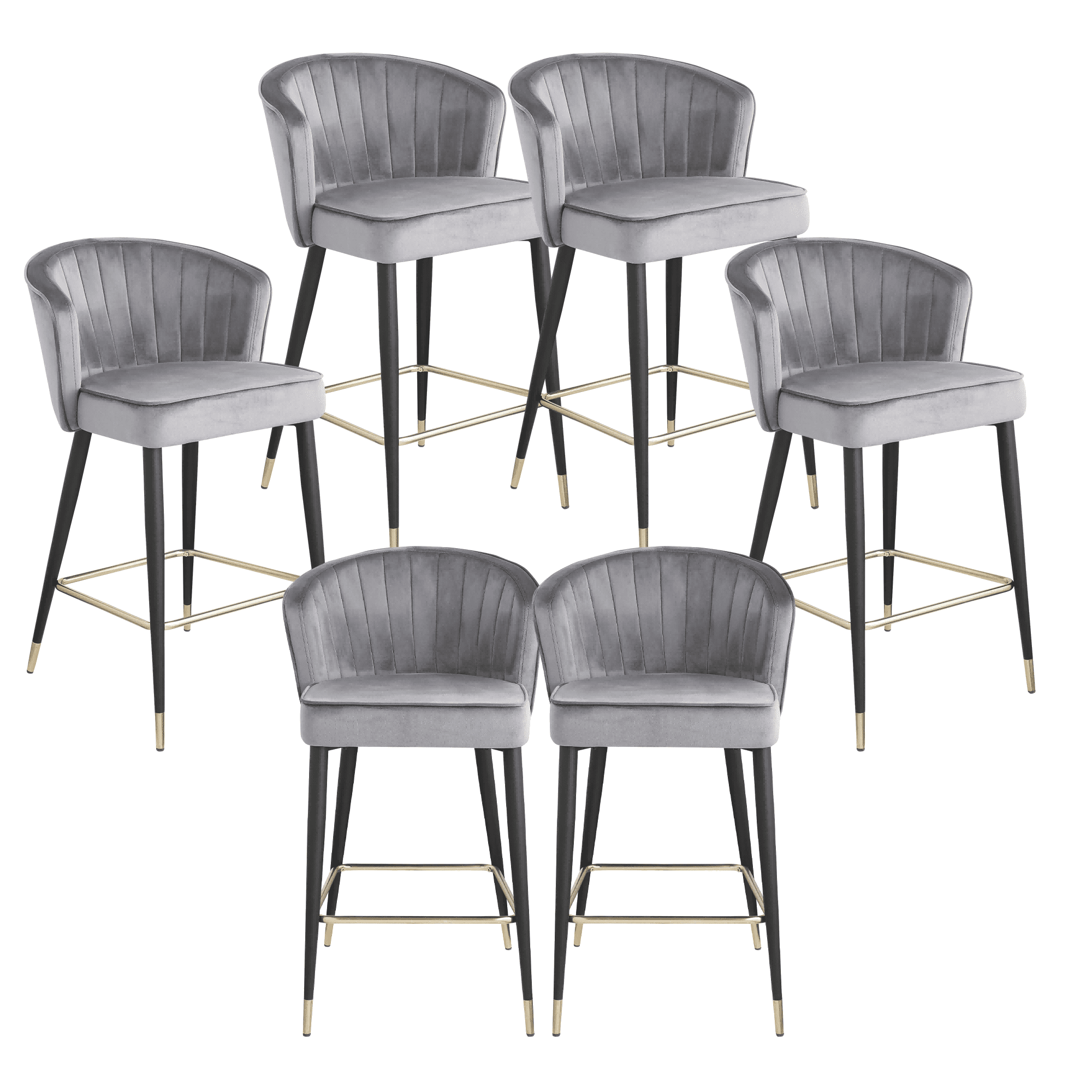 27 Inch Counter Height Tufted Upholstered Dining Chair with Black Metal ...