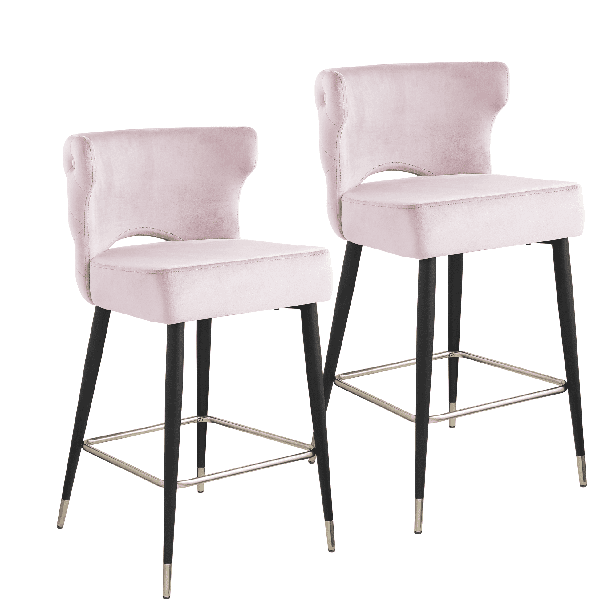 27 Inch Counter Height Tufted Upholstered Dining Chair with Black Metal ...