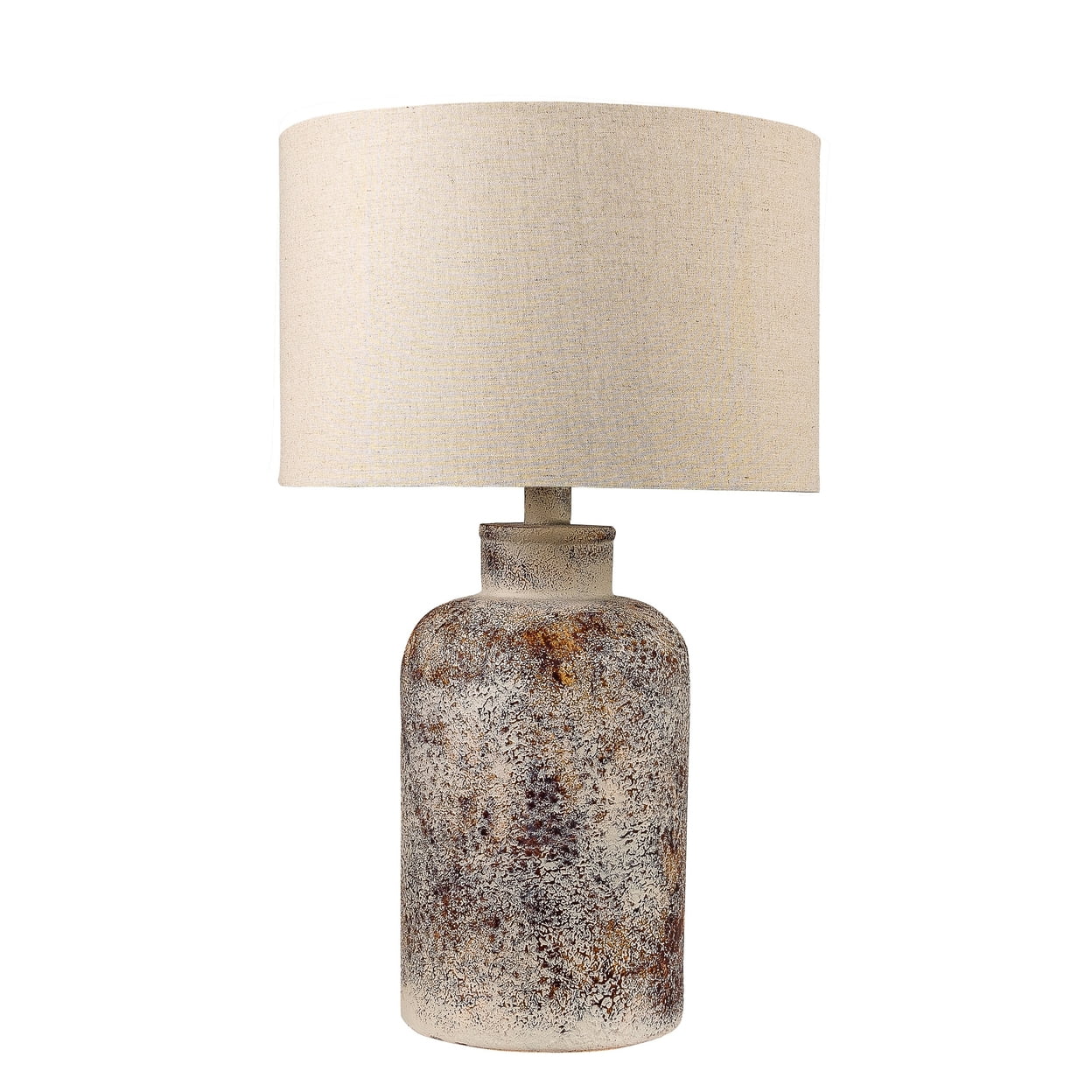 27 Inch Cylindrical Hydrocal Table Lamp Drum Shade Pink Brown Cream ...