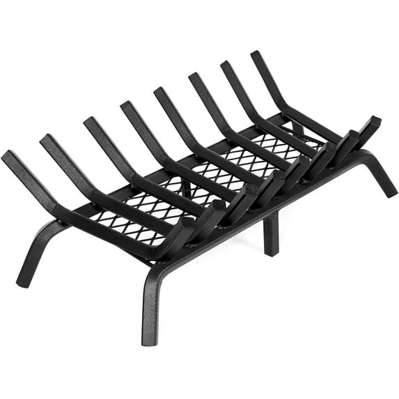 27 Inch Fireplace Grate with Ember Retainer - Wrought Cast Iron Log ...