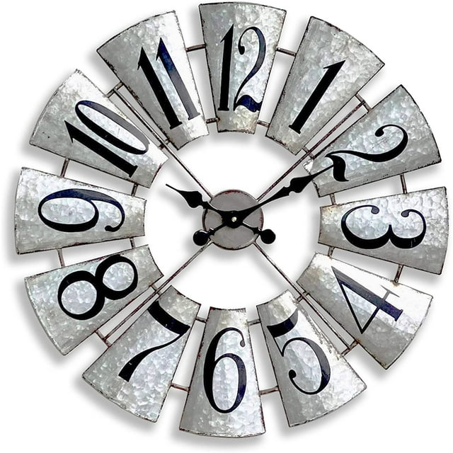 27 Inch Large Galvanized Metal Windmill Wall Clock, Oversized Vintage ...