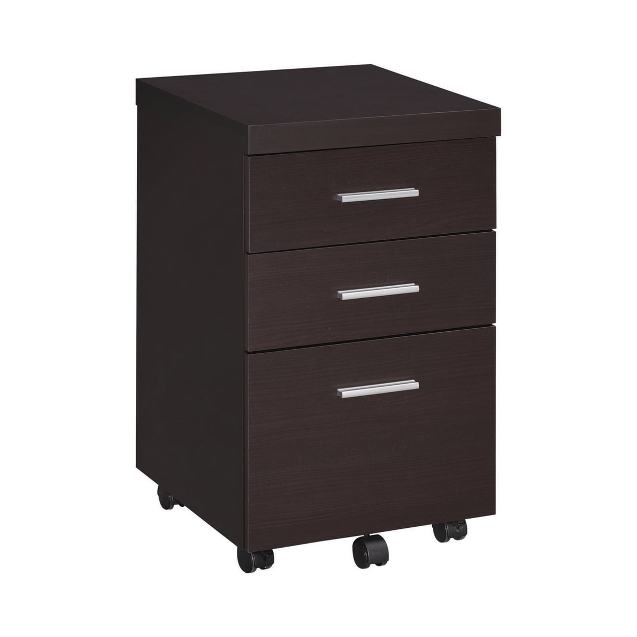 27 Inch Modern 3 Drawer Mobile Storage Cabinet, Wheels, Cappuccino ...