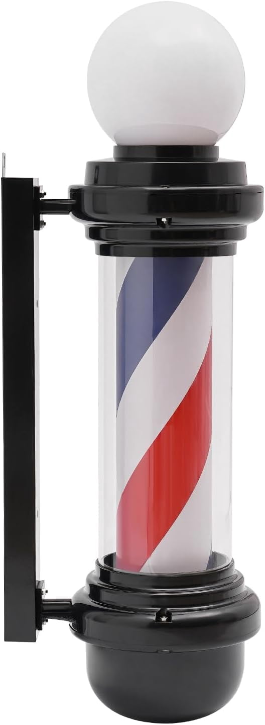 27 Inch Outdoor LED Barber Pole Light - Black White/Red White Blue ...