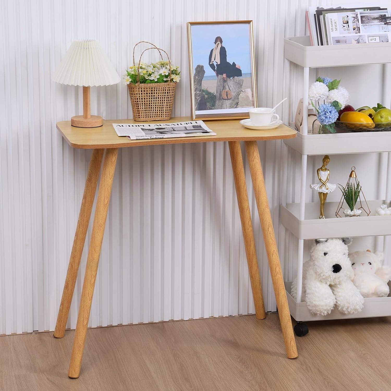 27 Inch Small Computer Desk, Desktop Student Study Table, Modern Wood ...