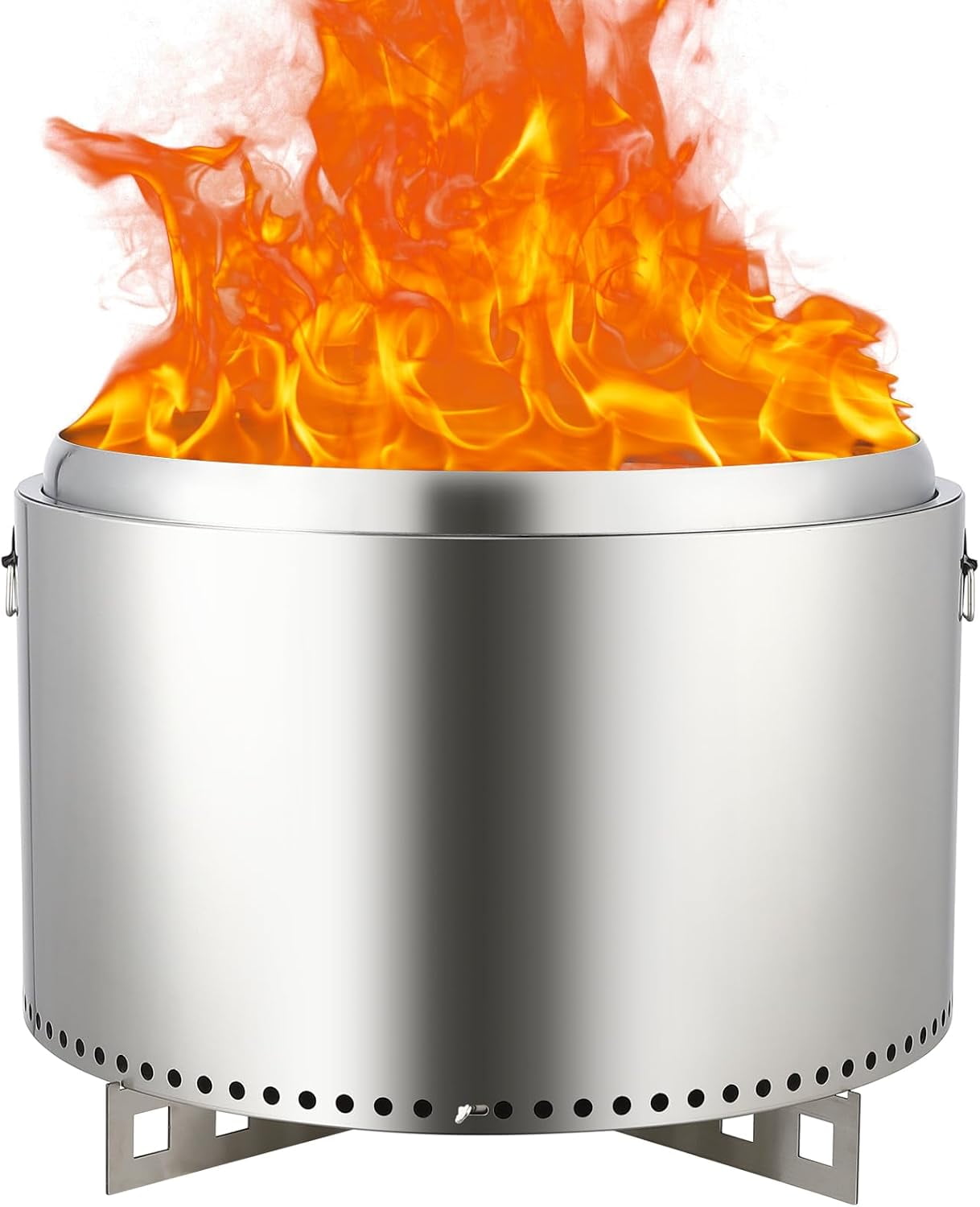 27 Inch Stainless Steel Smokeless Outdoor Fire Pit, Burning Wood ...