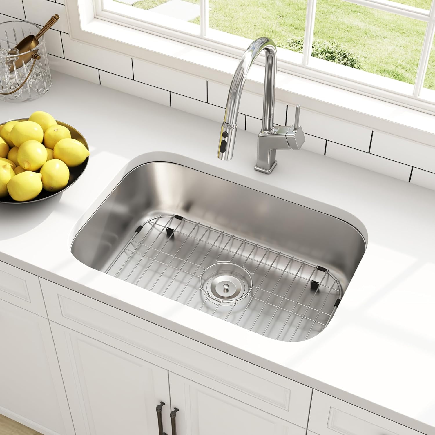 27 Inch Undermount Kitchen Sink 18 Gauge Stainless Steel Single Bowl ...