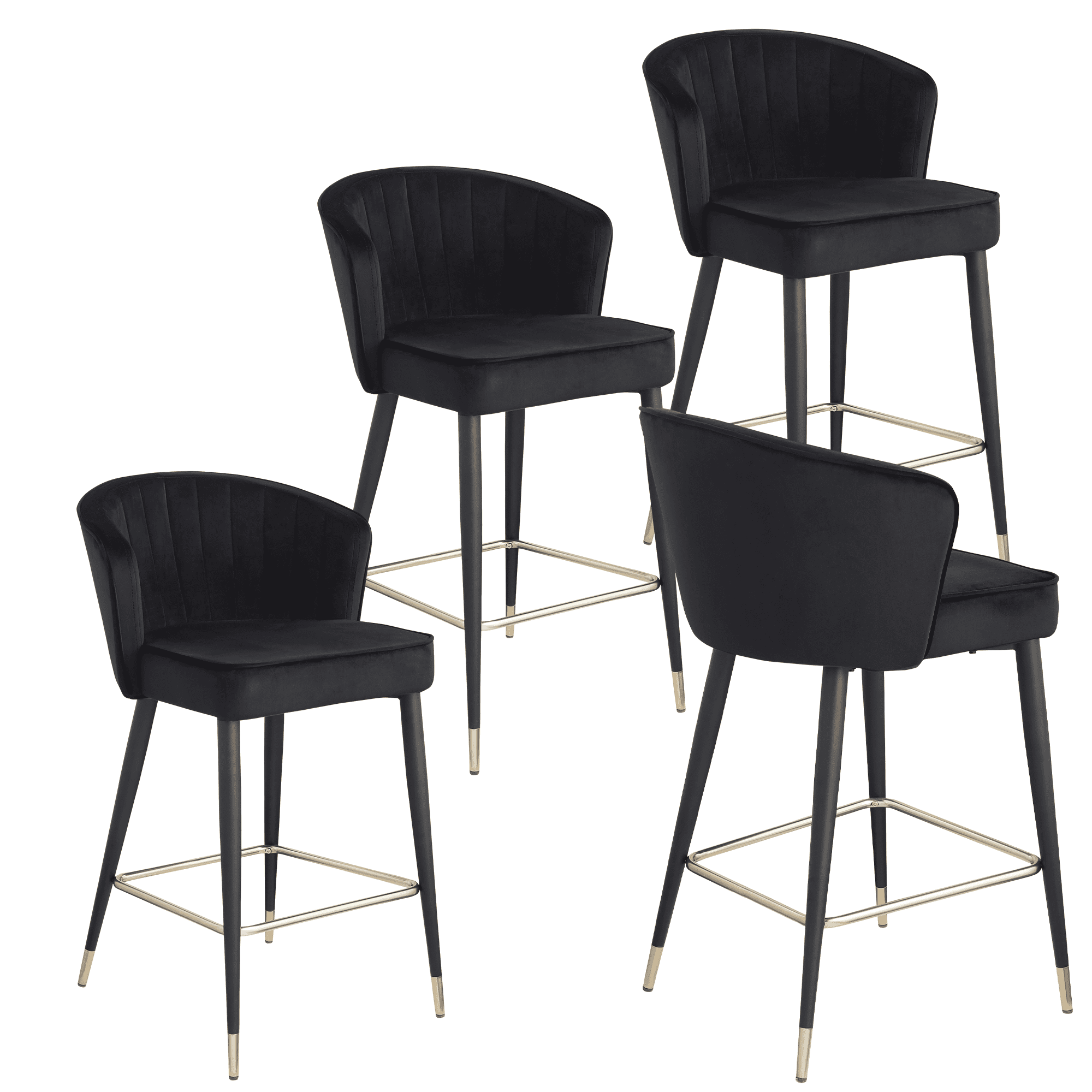 27 Inch Velvet Counter Height Dining Chairs, Dining Chair with Black ...