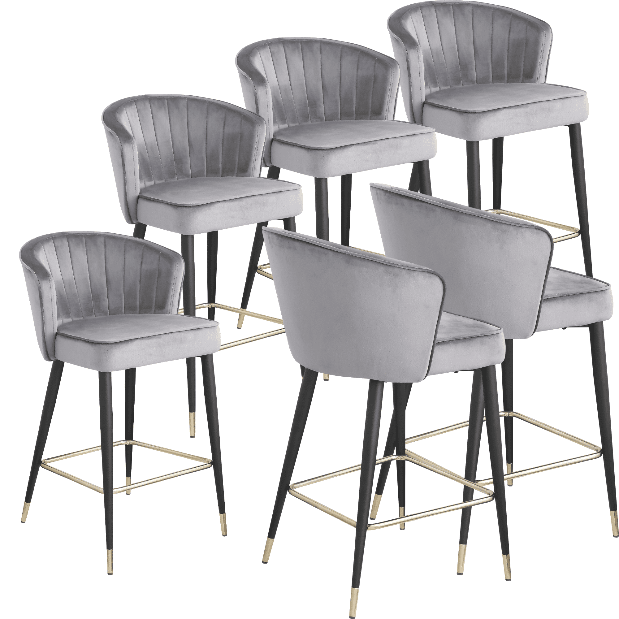 27 Inch Velvet Counter Height Dining Chairs, Dining Chair with Black ...