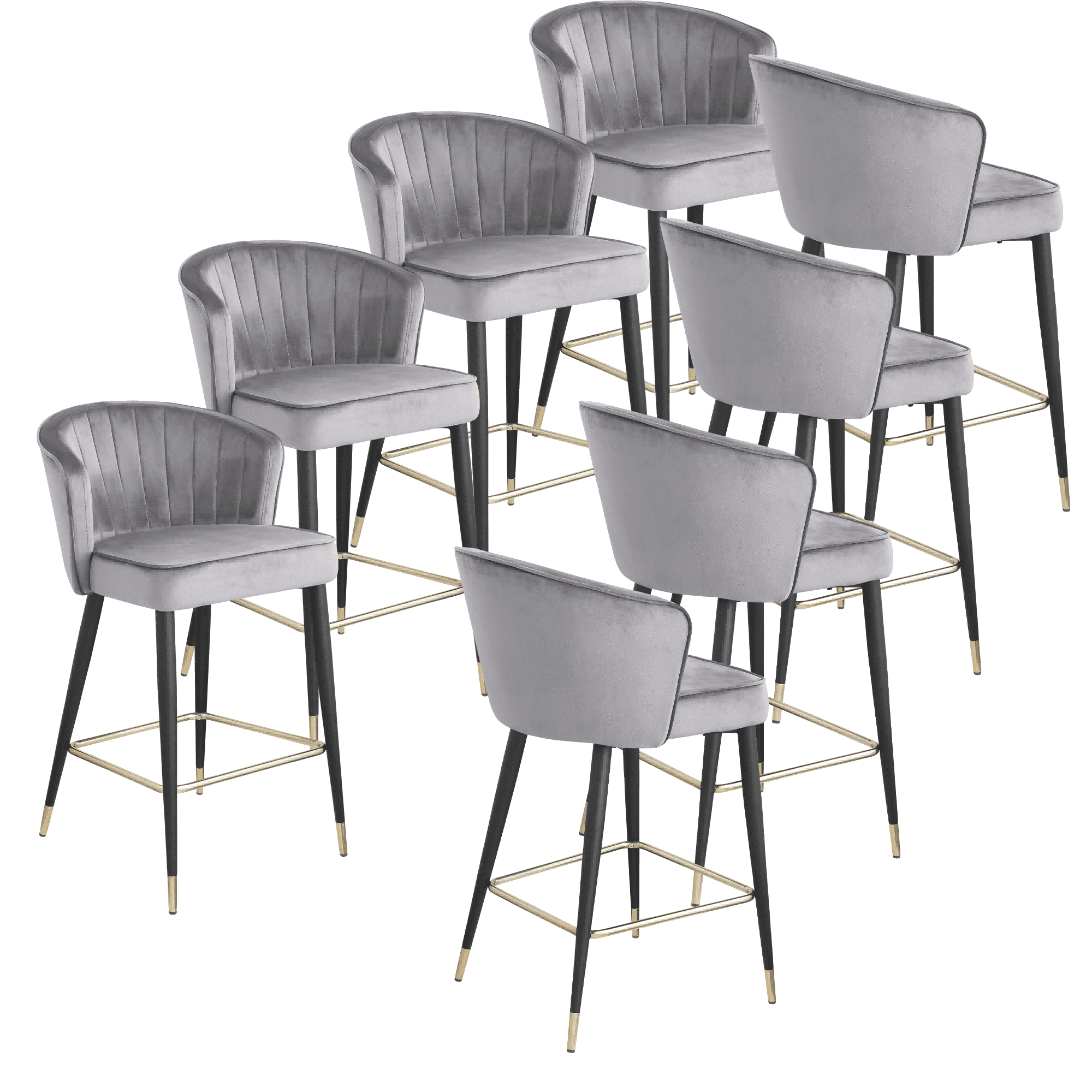 27 Inch Velvet Counter Height Dining Chairs, Dining Chair with Black ...