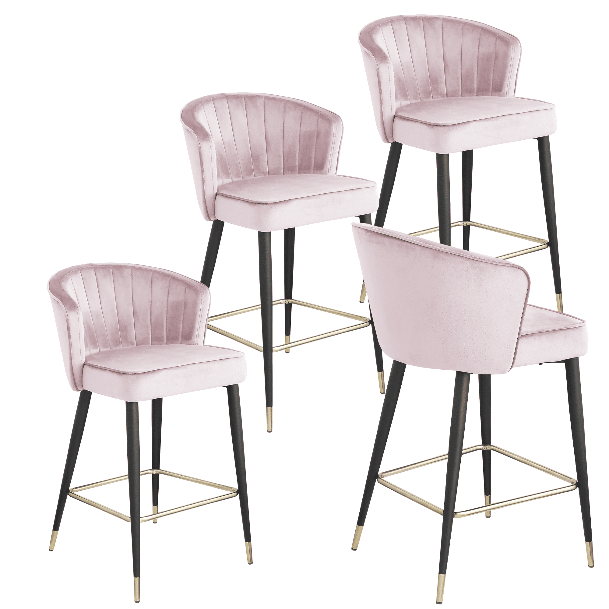 27 Inch Velvet Counter Height Dining Chairs, Dining Chair with Black ...