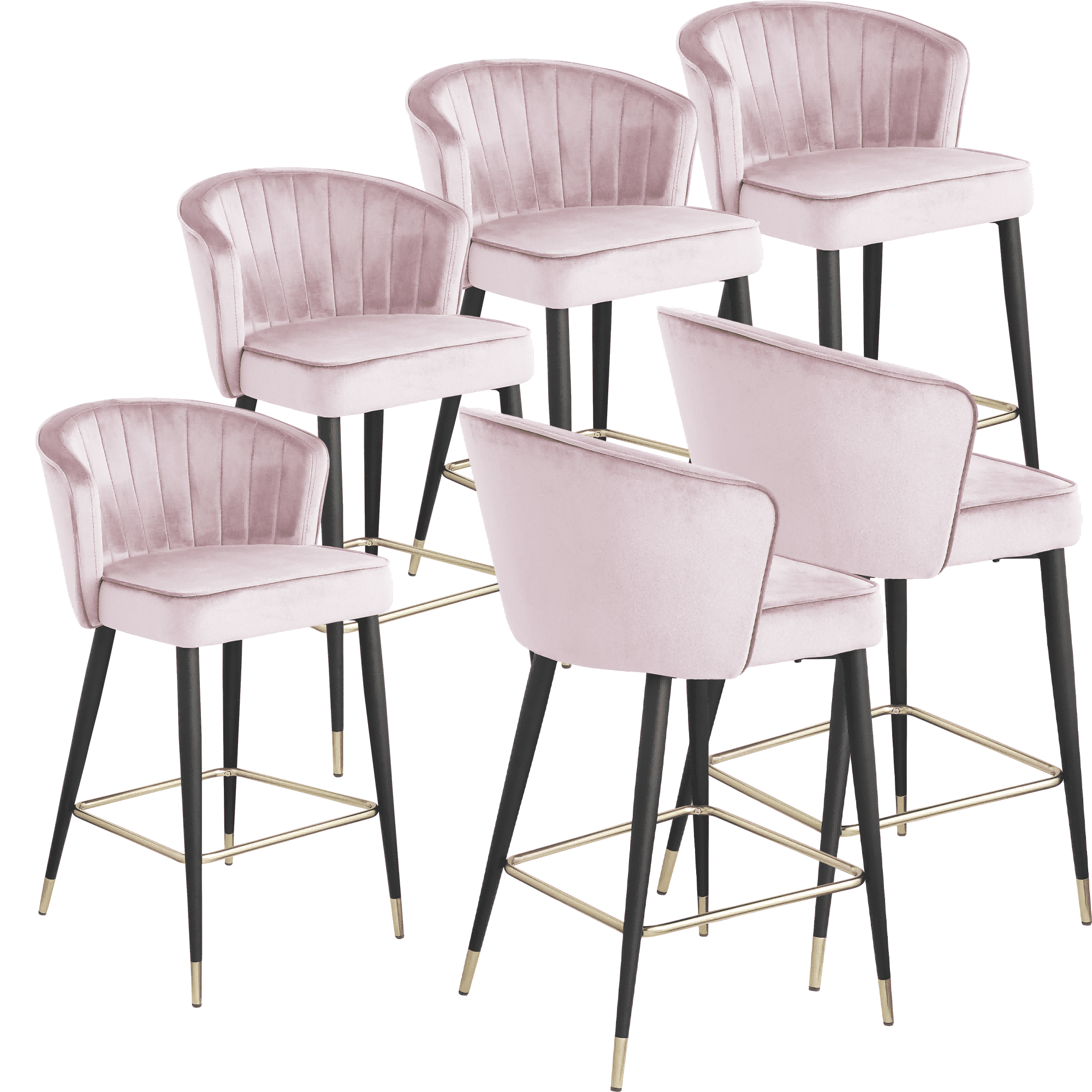 27 Inch Velvet Counter Height Dining Chairs, Dining Chair with Black ...