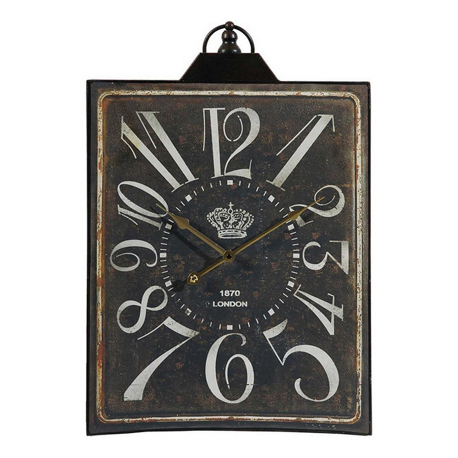 Benzara 27 Inch Vintage Wall Clock, Distressed Black Metal Frame, Large ...