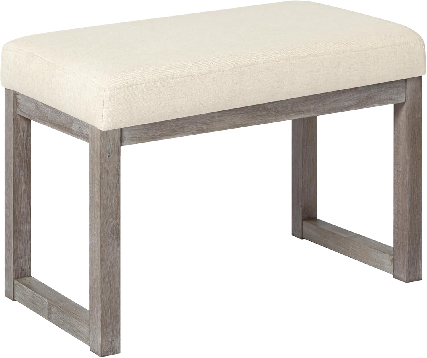 27 Inch Wide Ottoman Bench, Rectangle Footstool with Linen Look Fabric ...