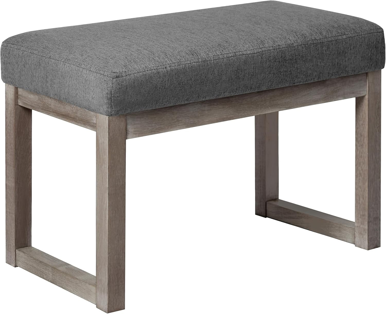 27 Inch Wide Rectangle Ottoman Bench Grey Footstool, Linen Look ...