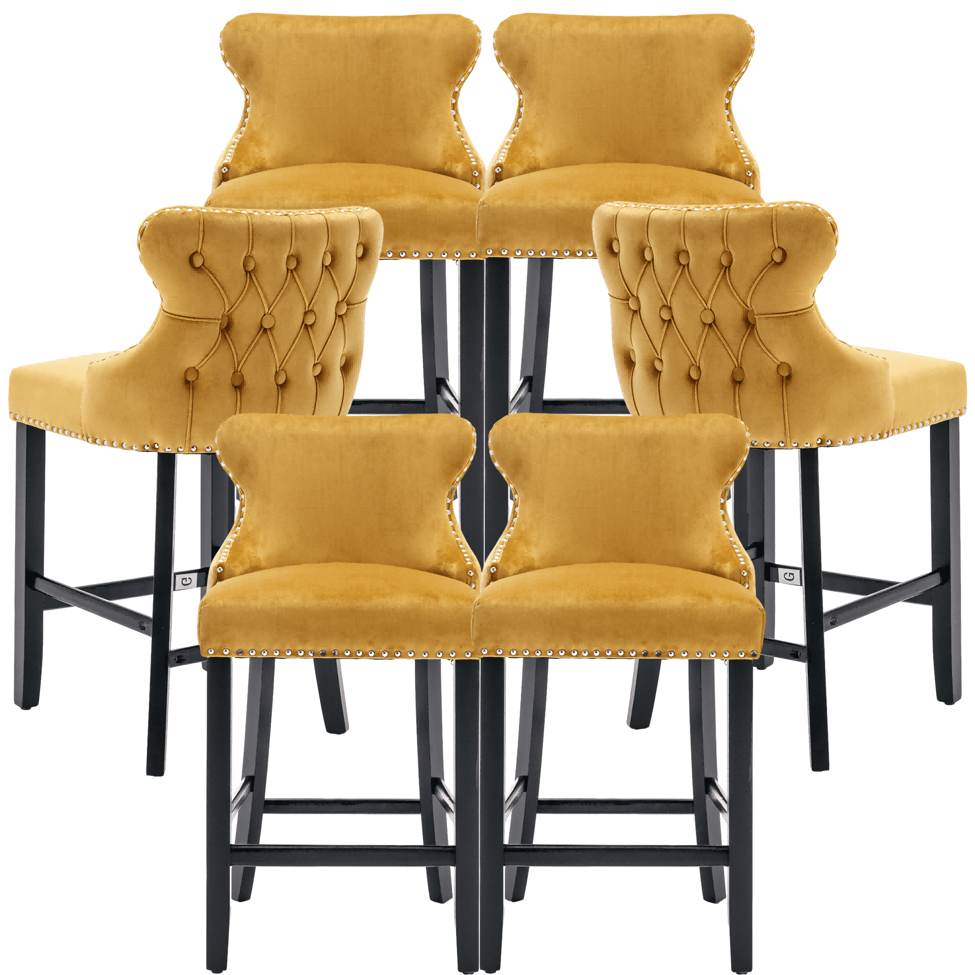 27 Inch Wingback Counter Height Bar Stools with Tufted Velvet Modern ...